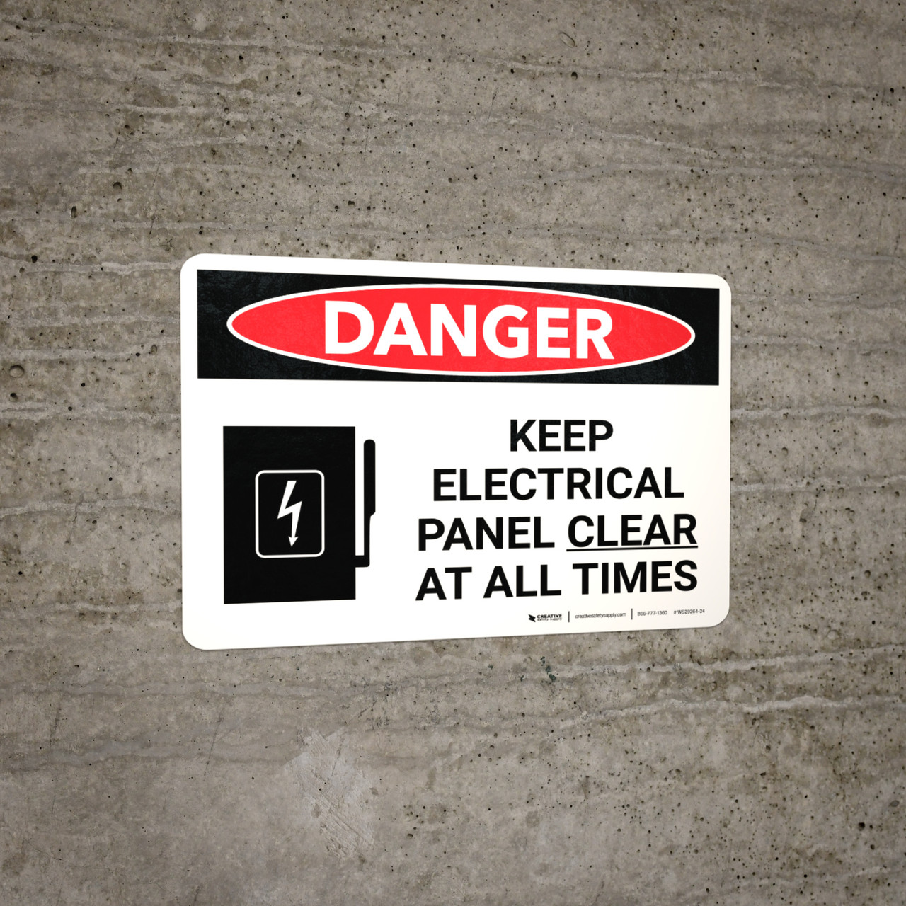 Danger: Keep Electric Panel Area Clear At All Times Landscape with Icon ...