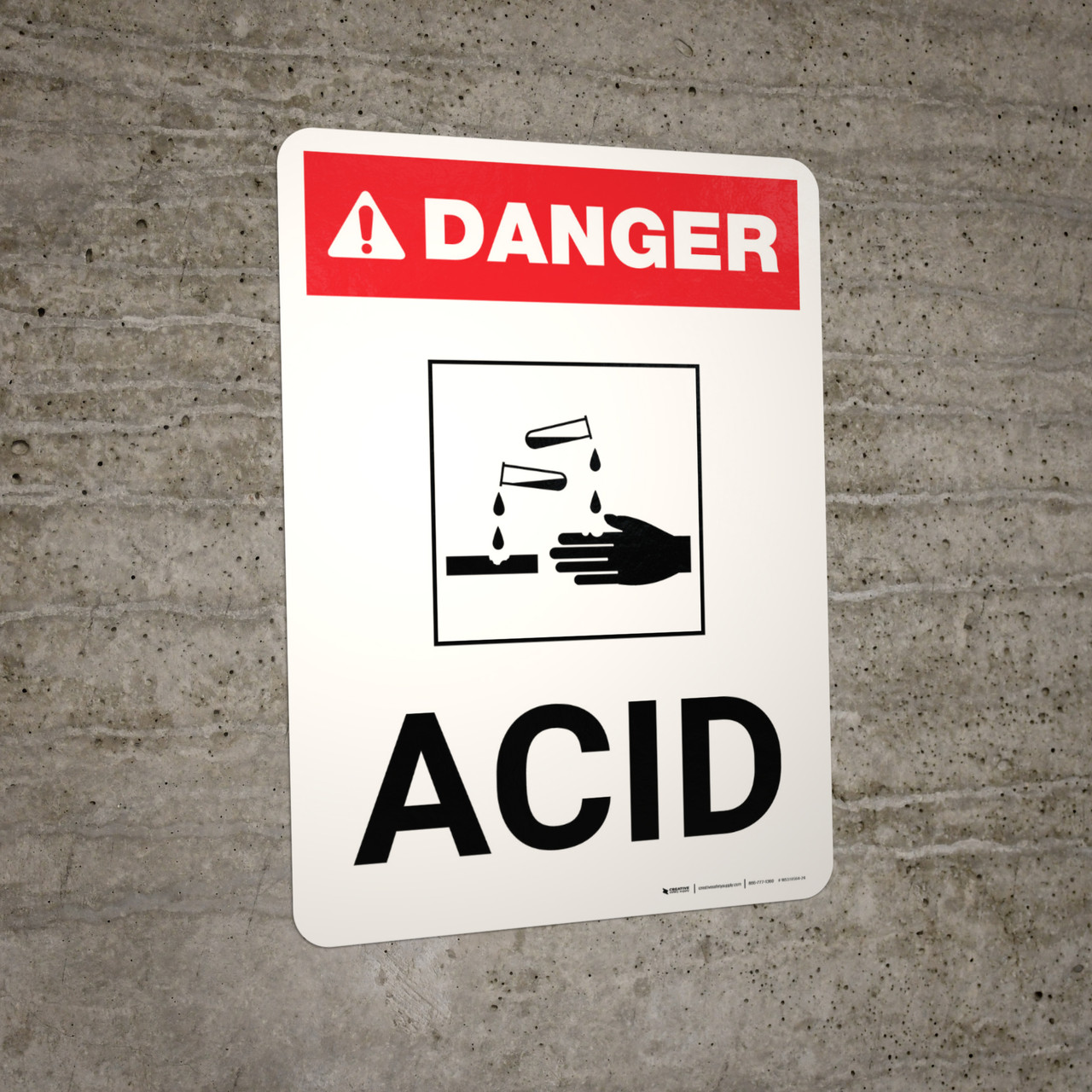 Danger: Acid Portrait with Icon - Wall Sign | Creative Safety Supply