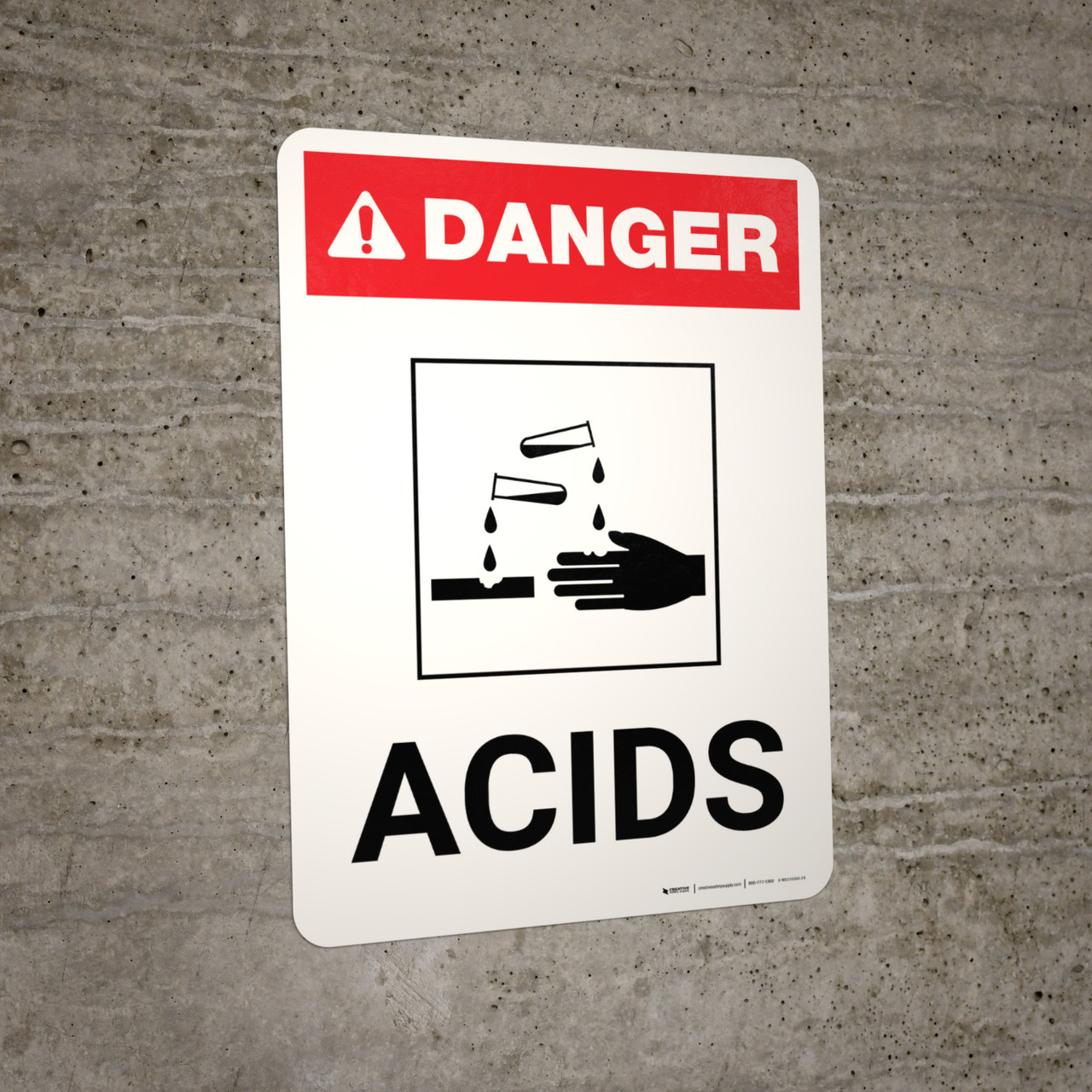 Danger: Acids Portrait with Icon - Wall Sign | Creative Safety Supply