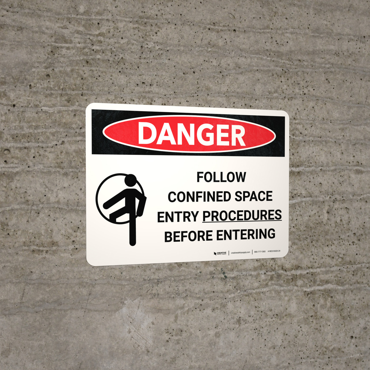 Danger: Confined Space Follow Entry Procedures Landscape with Icon ...