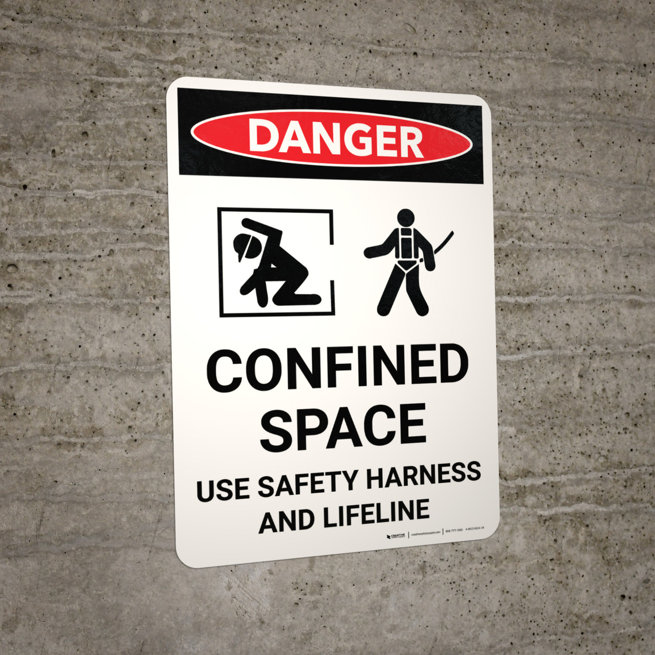 Danger: Confined Space Sign Use Safety Harness Portrait - Wall Sign ...