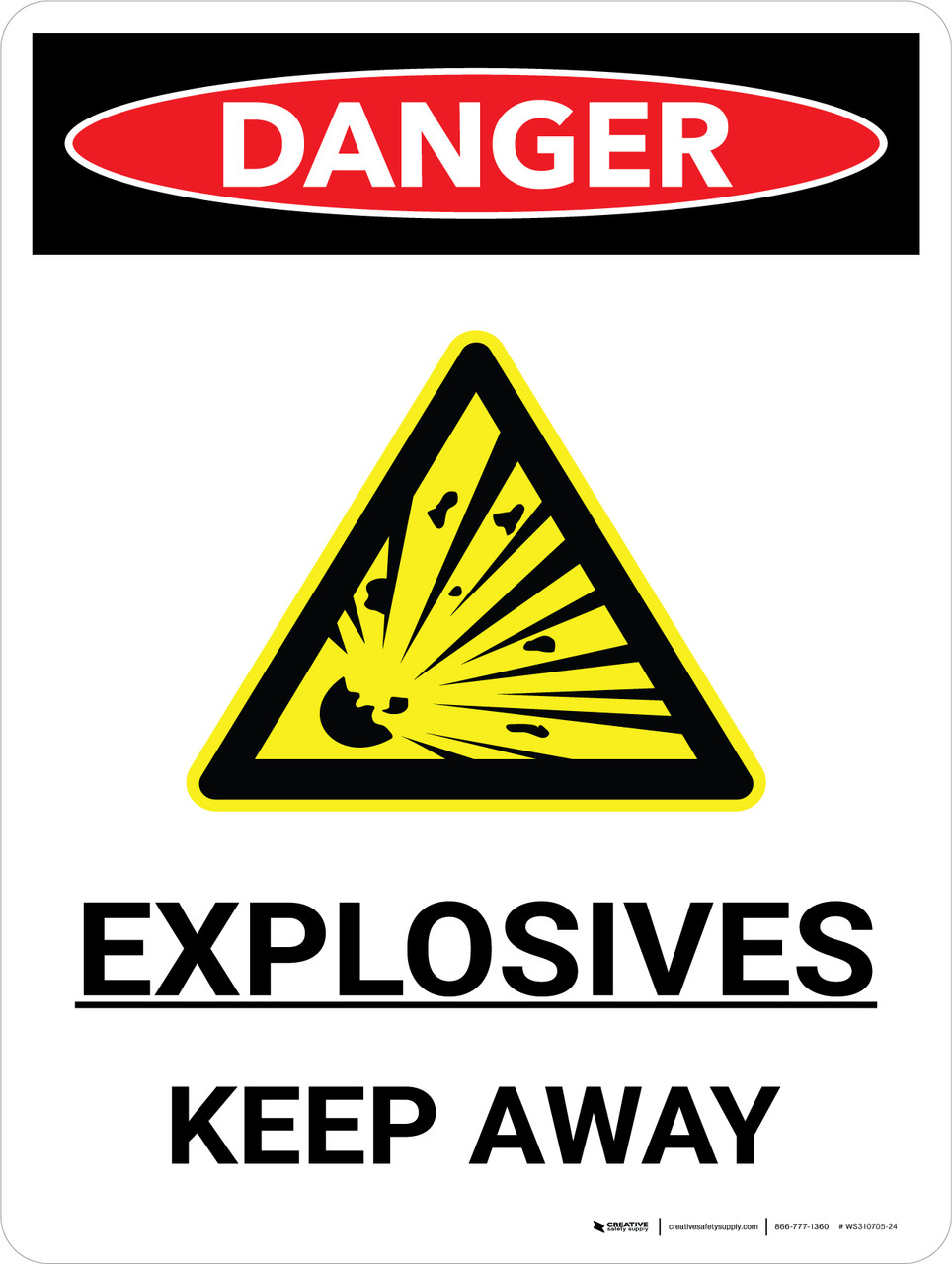 Danger: Explosives Keep Away Portrait with Icon - Wall Sign | Creative ...