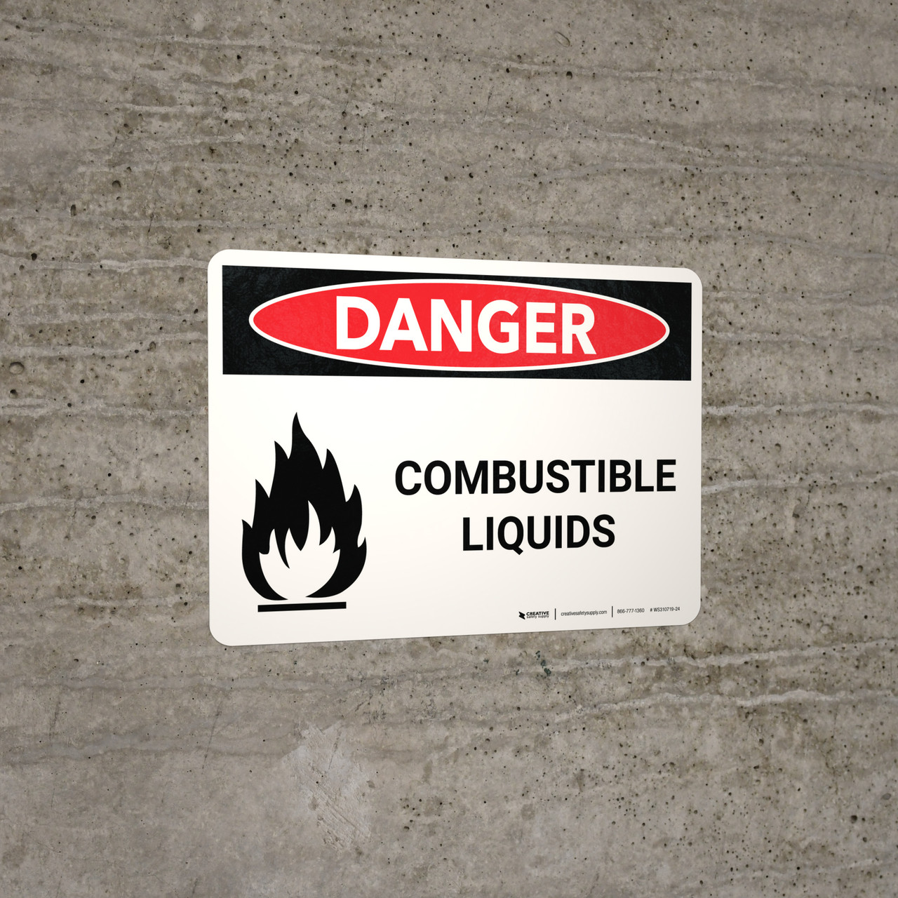 Danger: Flammable Explosive Liquids Landscape with Icon - Wall Sign