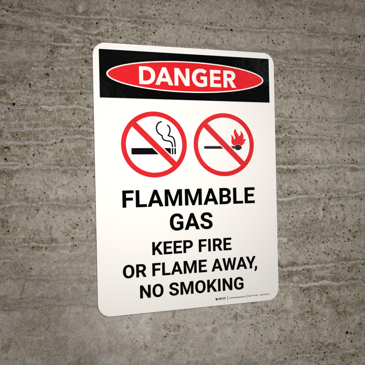 Danger: Flammable Gas Keep Fire Or Flame Away No Smoking Portrait with ...