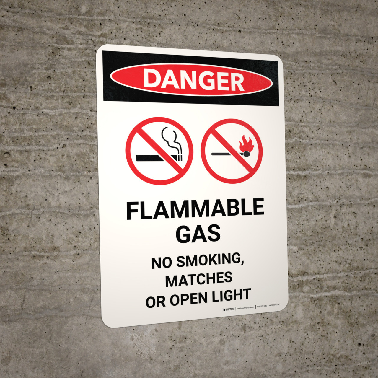 Danger: Flammable Gas No Smoking Matches Open Lights Portrait with Icon ...