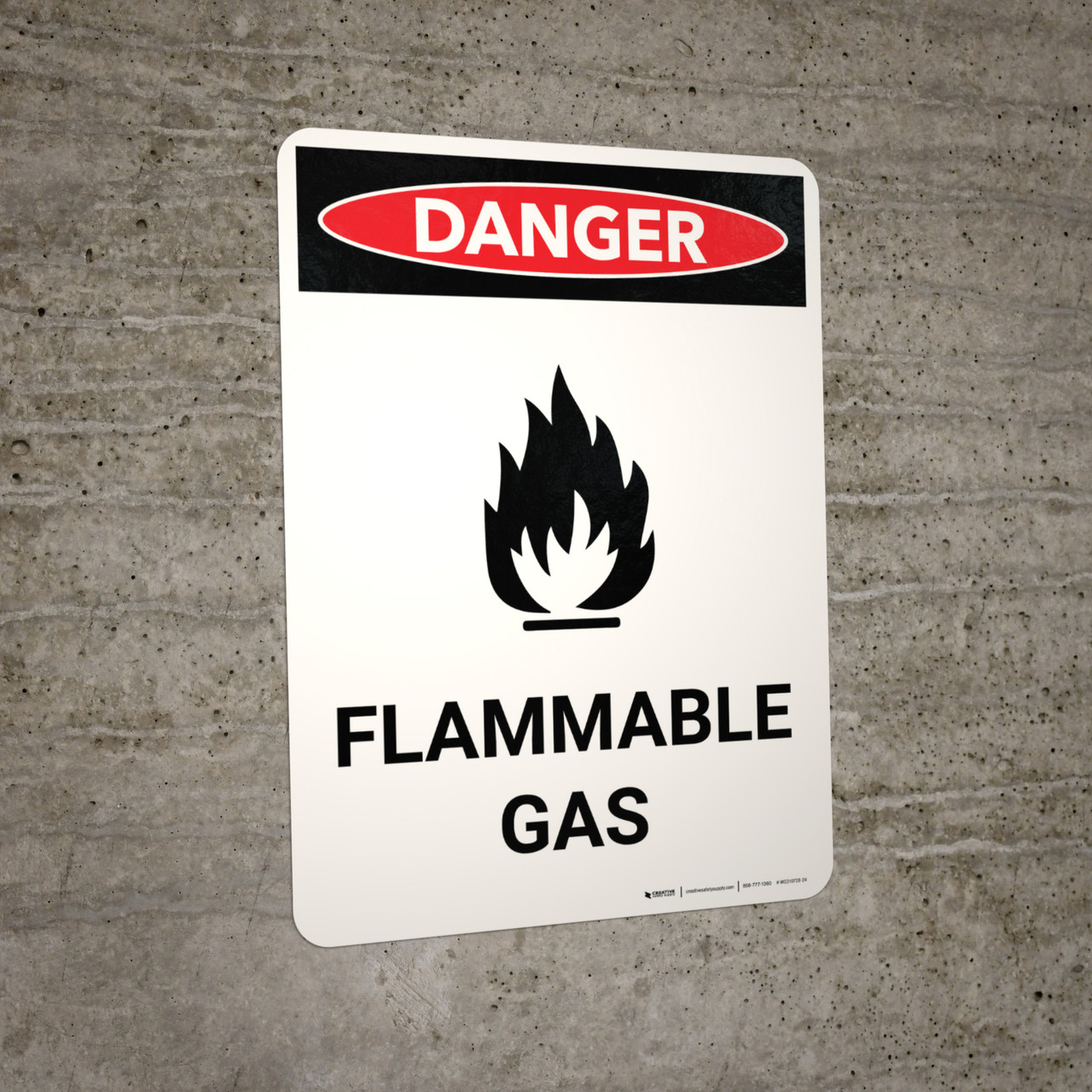 Danger: Flammable Gas Portrait with Icon - Wall Sign
