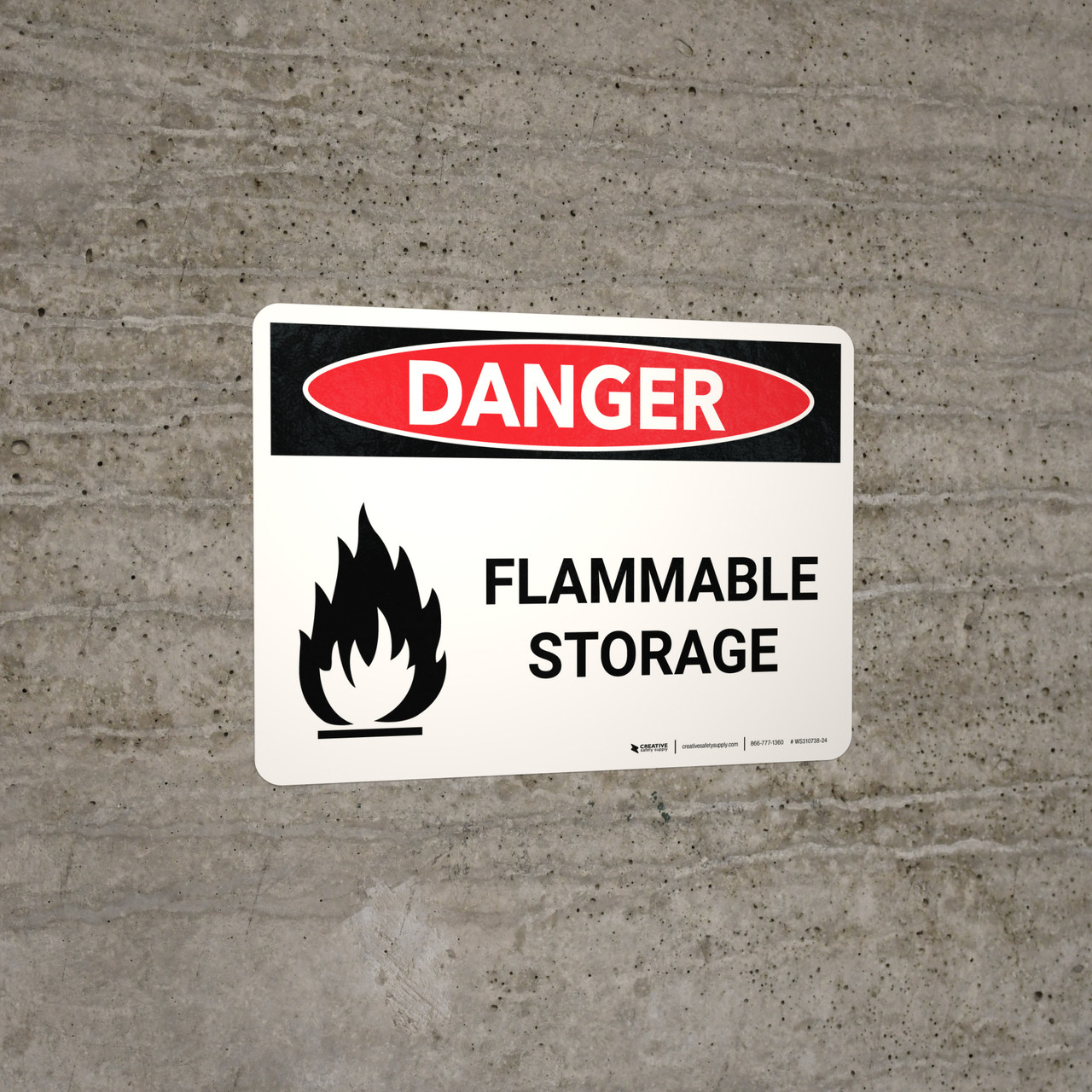 Danger: Flammable Storage Landscape with Icons - Wall Sign