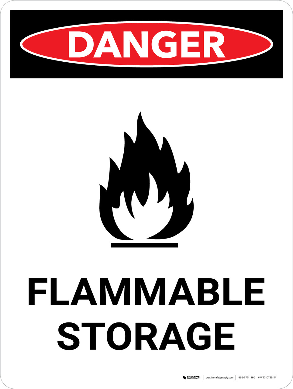 Danger: Flammable Storage Portrait with Icon - Wall Sign