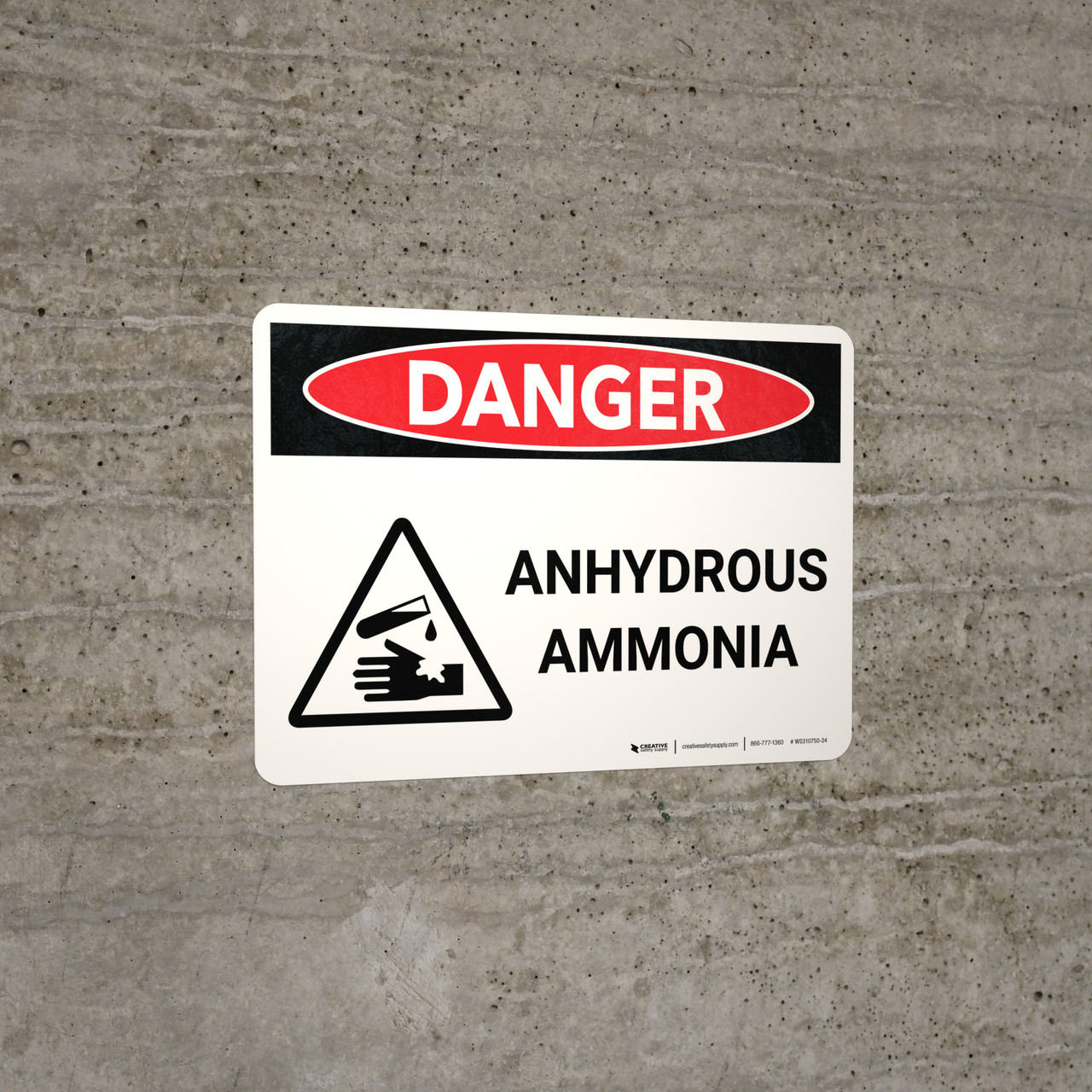 Danger: Hazard Anhydrous Ammonia Landscape with Icons - Wall Sign
