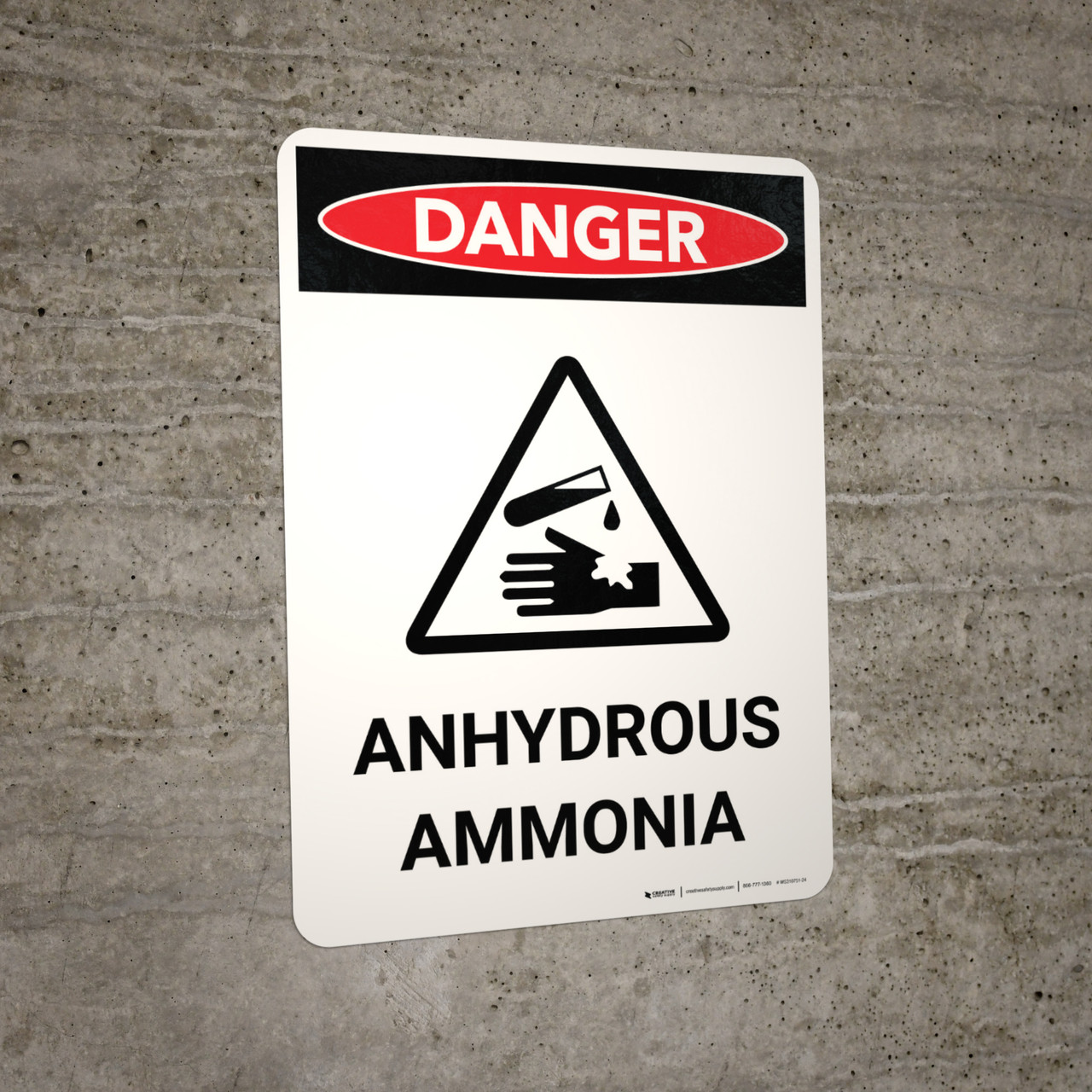 Danger: Hazard Anhydrous Ammonia Portrait with Icon - Wall Sign ...