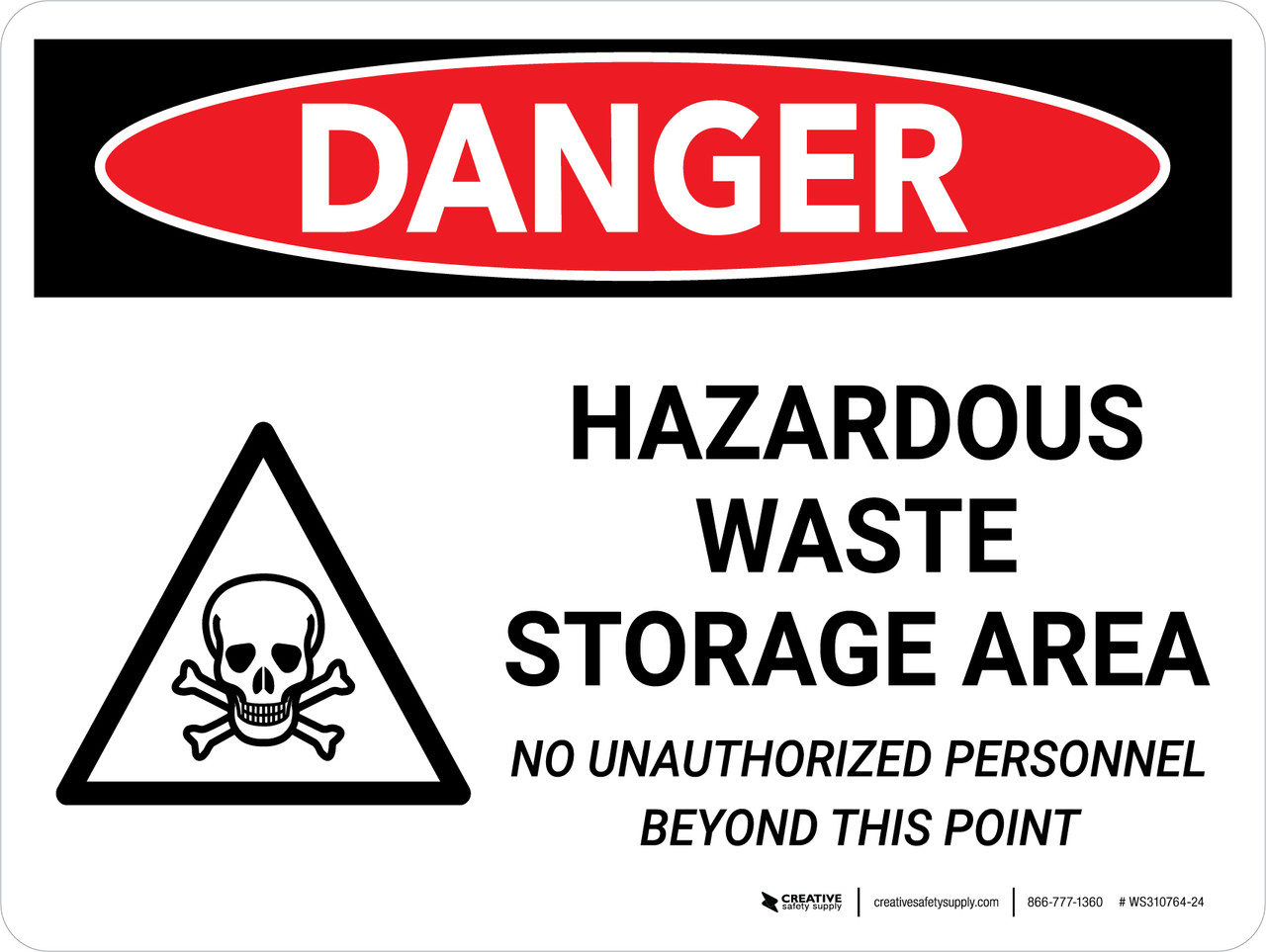 Danger: Hazardous Waste Storage Area Keep Out Landscape with Icon ...