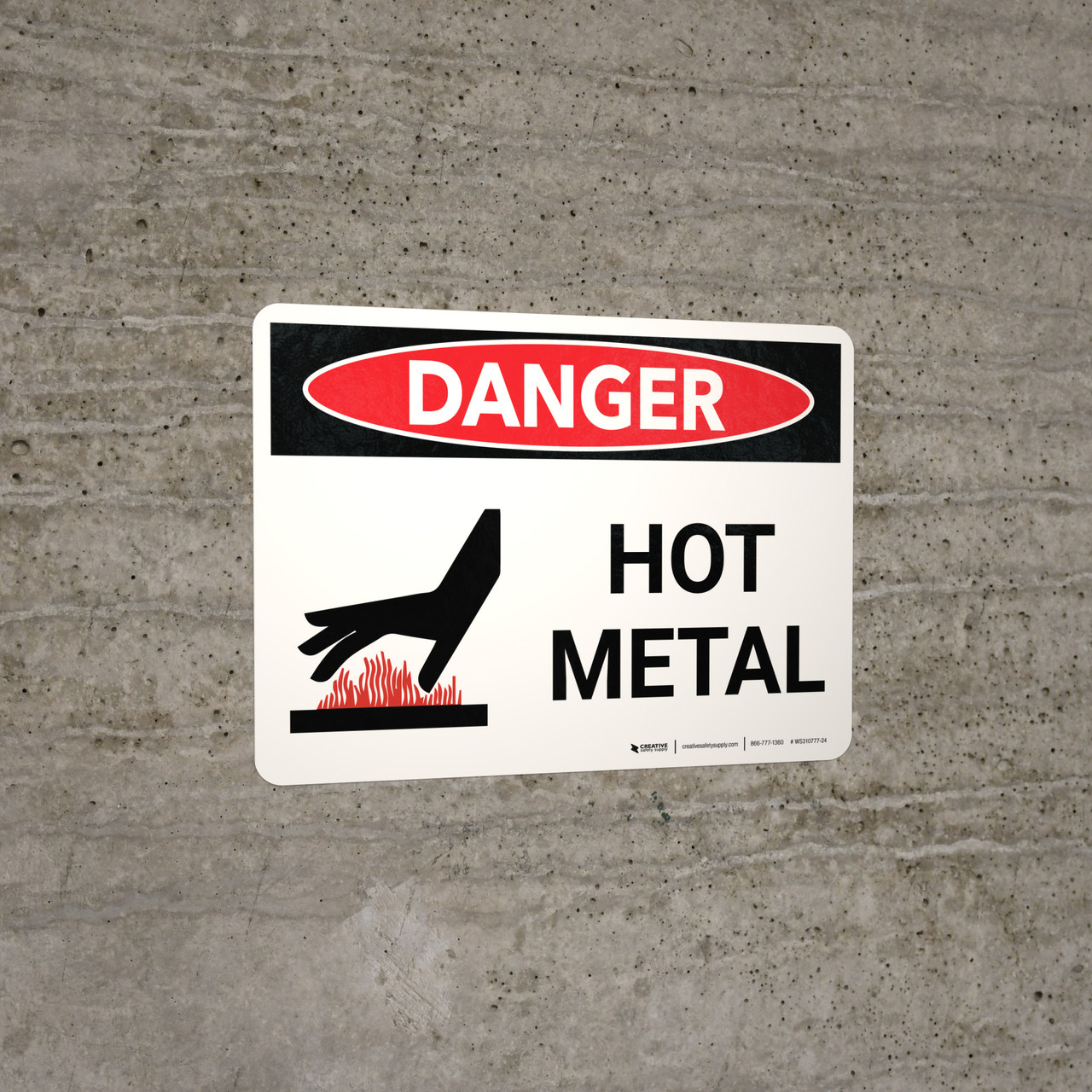 Danger: Hot Metal Landscape with Icon - Wall Sign