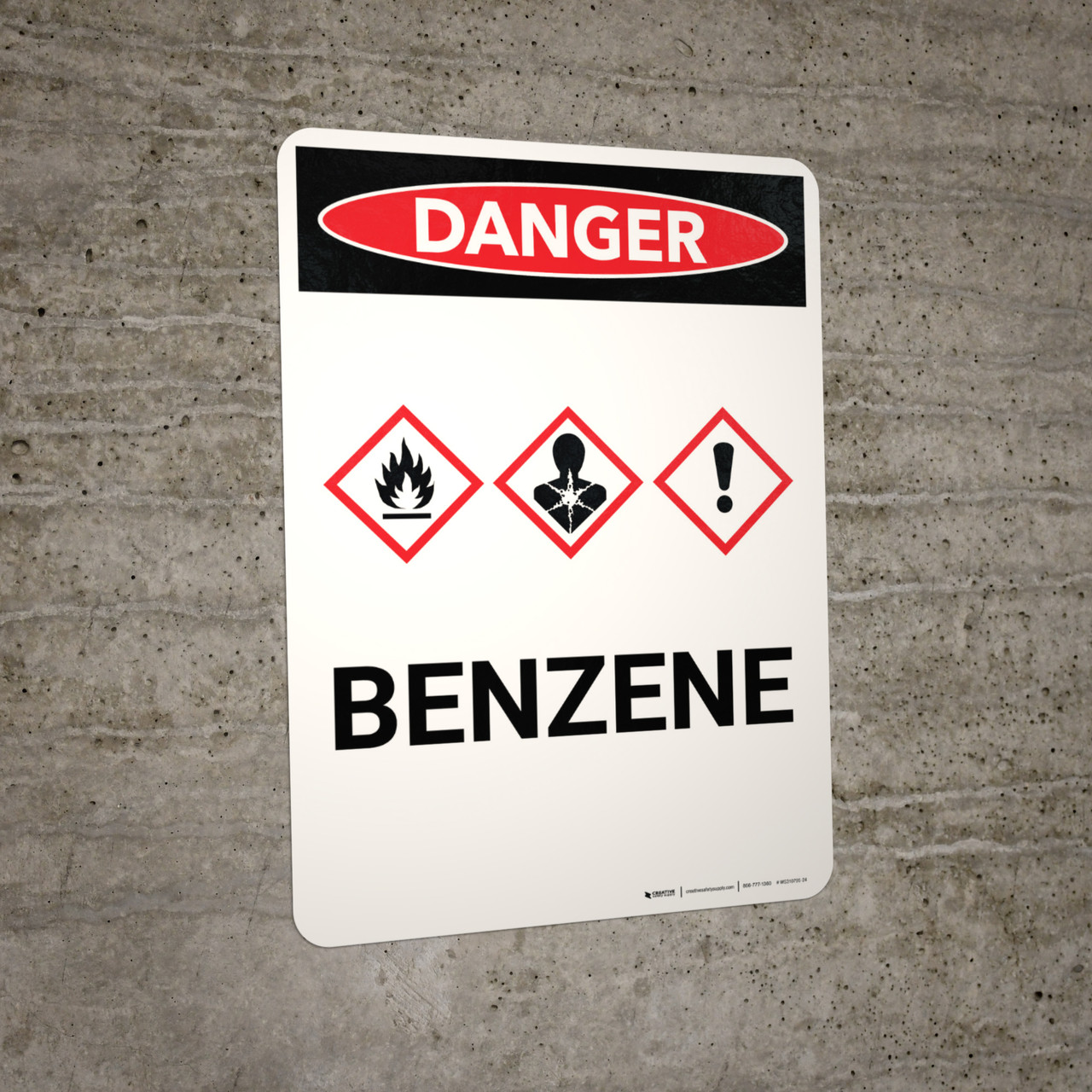 Danger: Benzene Portrait with Icon - Wall Sign