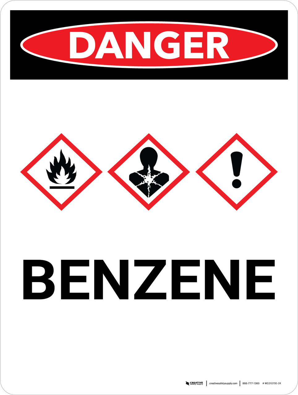Danger: Benzene Portrait with Icon - Wall Sign