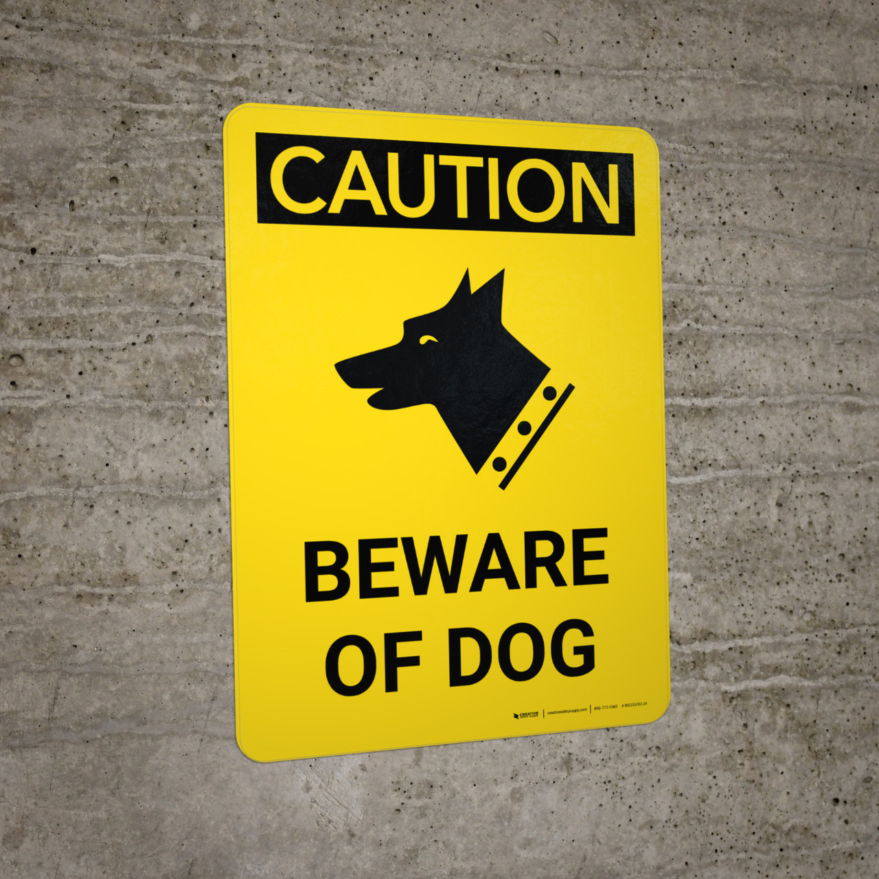 Caution: Beware of Dog Portrait with Icon - Wall Sign