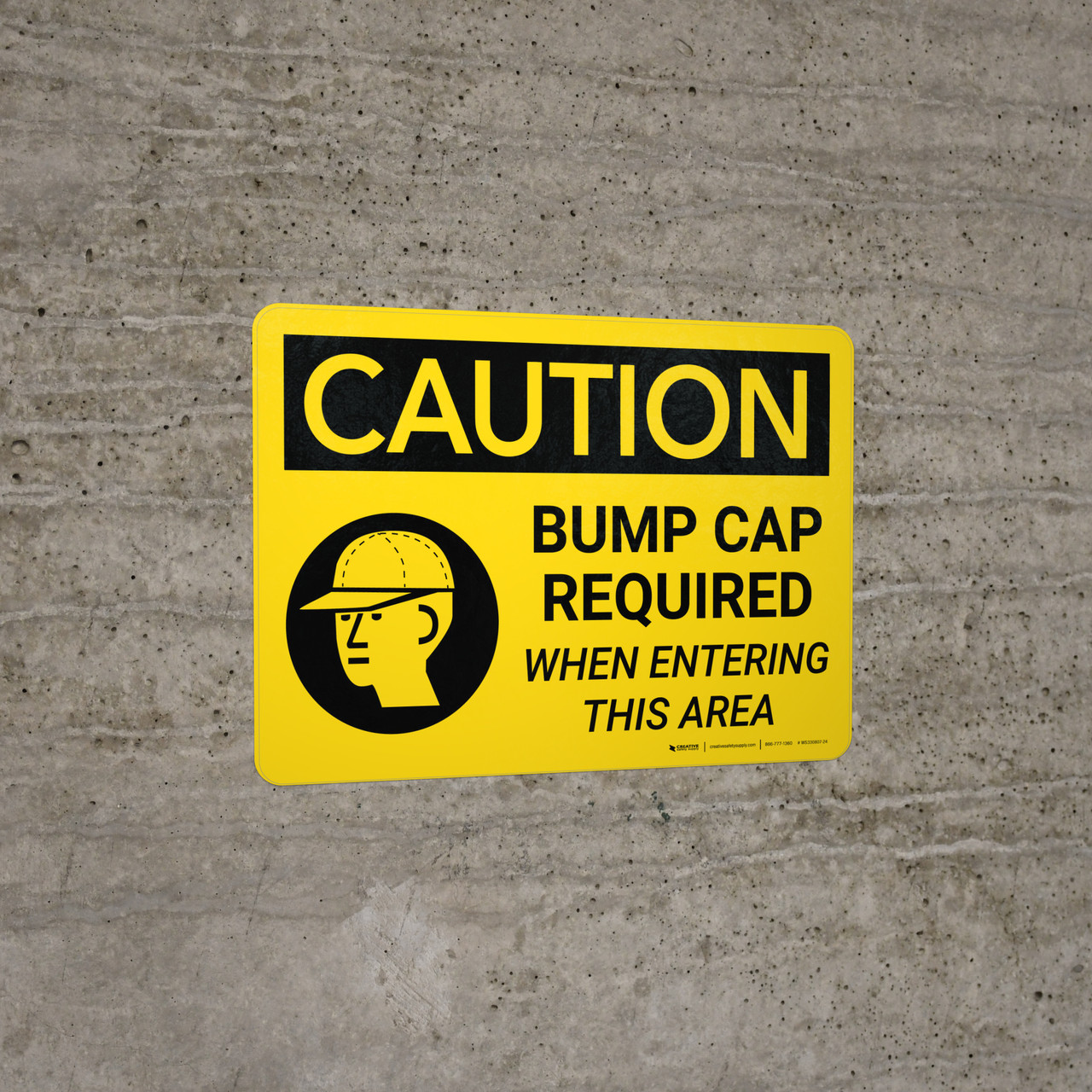 Caution: Bump Cap Required When Entering This Area Landscape With Icon ...