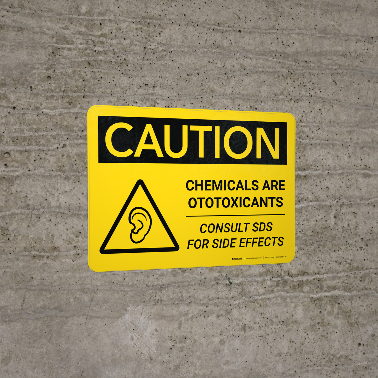 Caution: Chemicals are Ototoxicants Landscape With Icon - Wall Sign ...