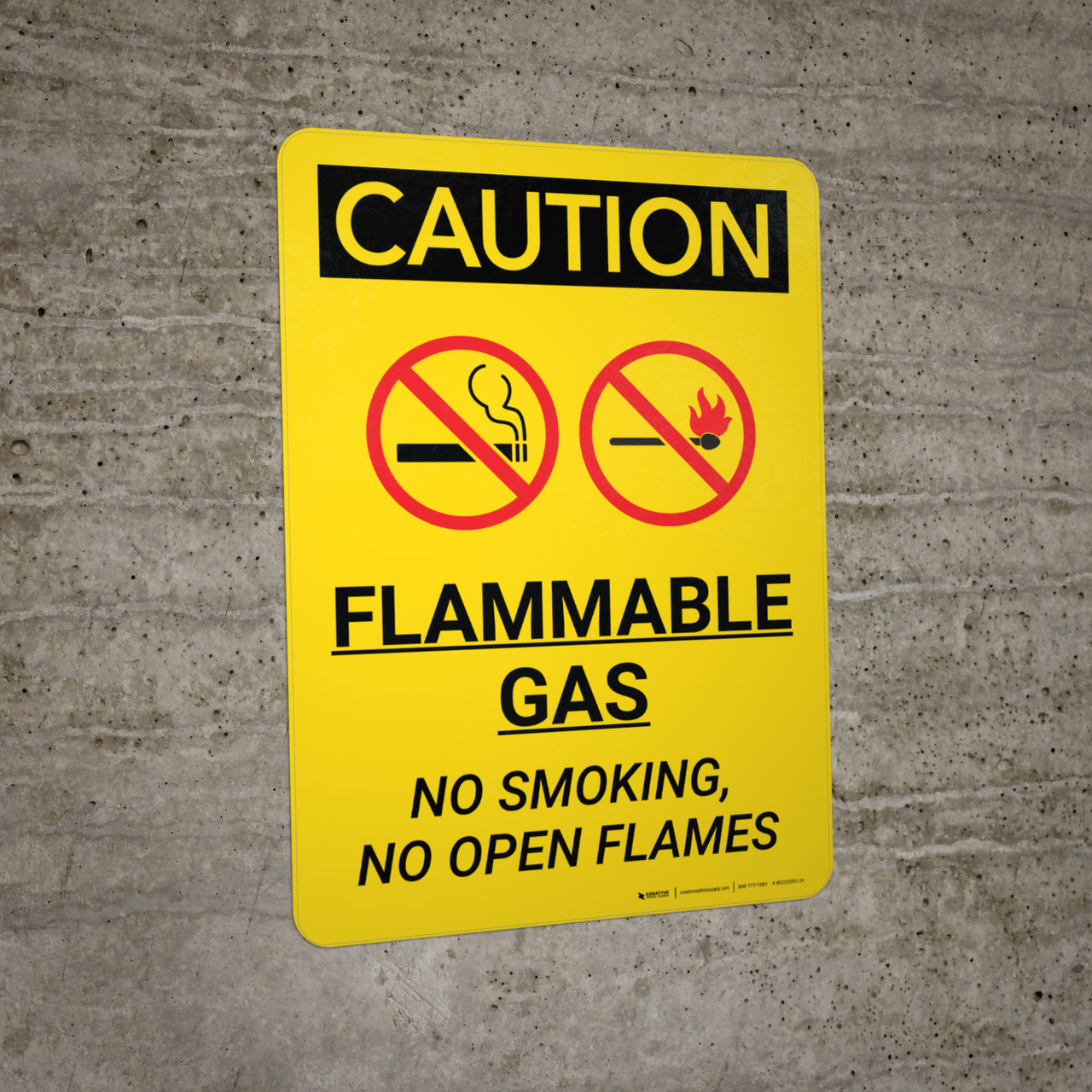 Caution: Flammable Gas No Smoking Open Flames Portrait With Icons ...