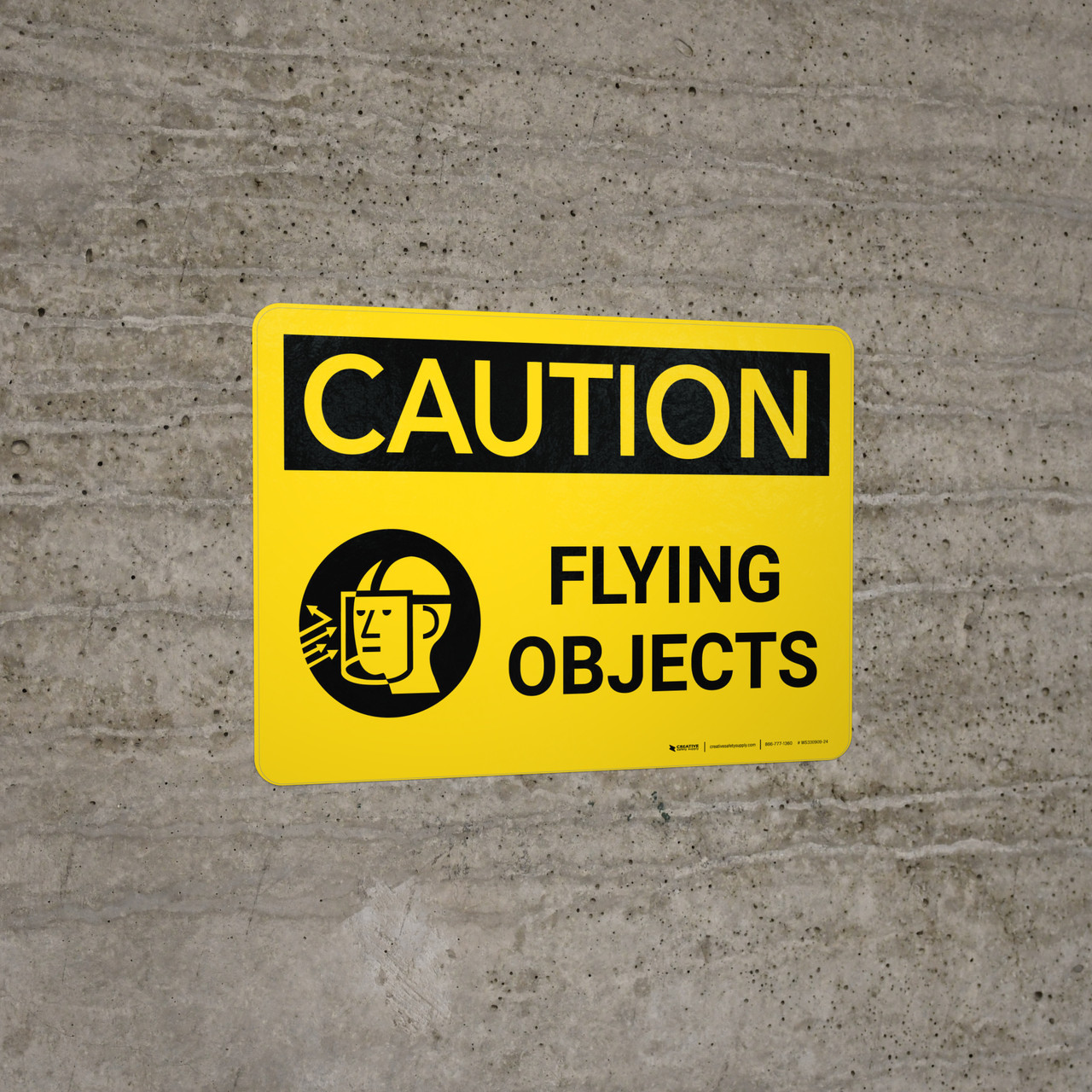 Caution: Flying Objects Landscape With Icon - Wall Sign