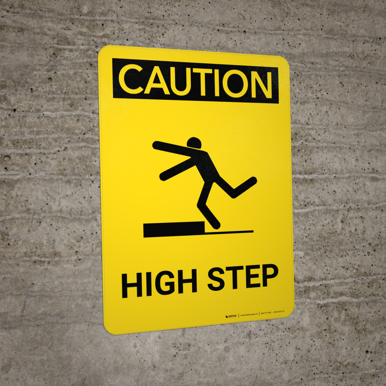 Caution: High Step Portrait With Icon - Wall Sign