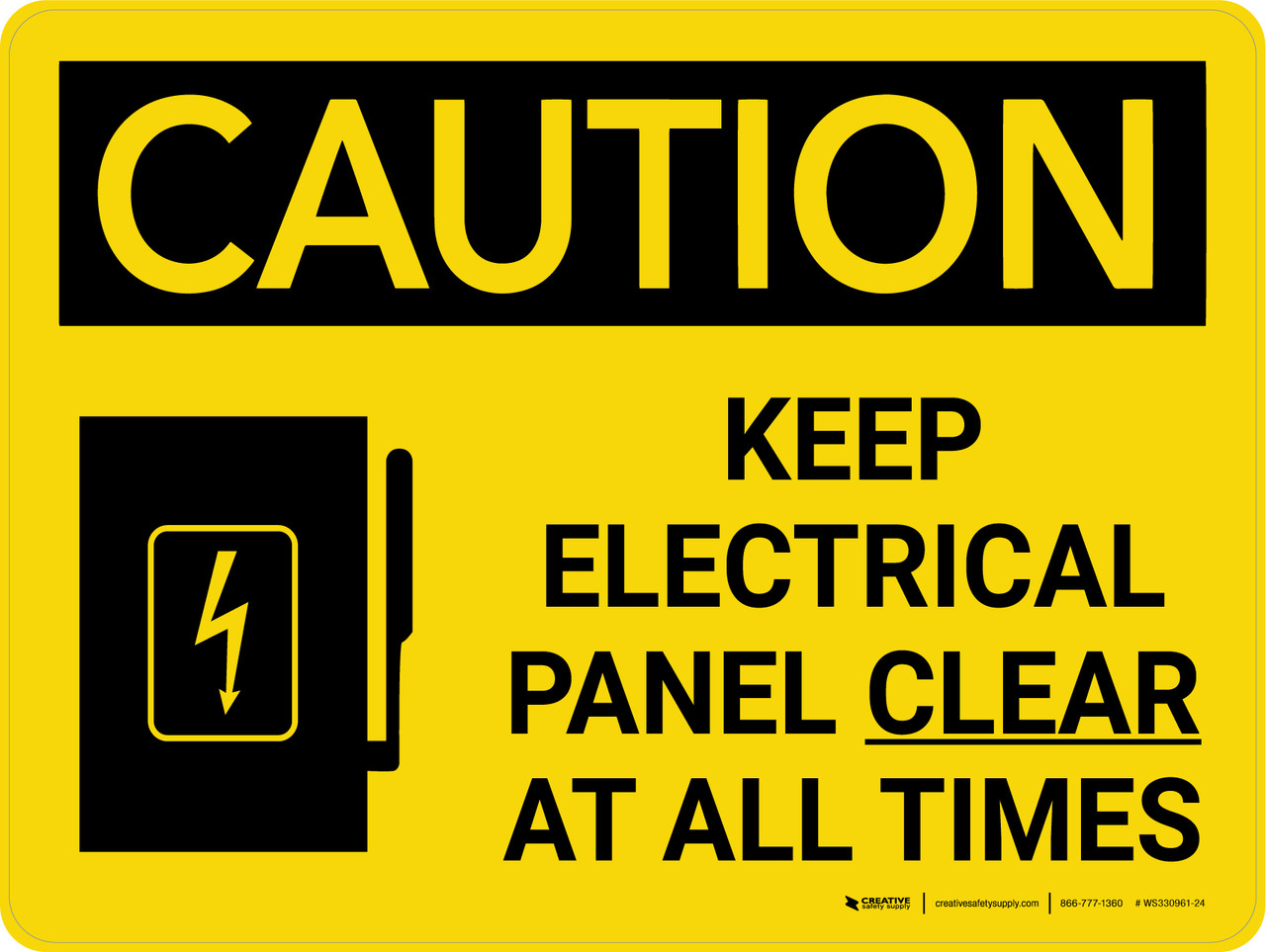 Caution: Keep Electrical Panel Clear at all Times Landscape With Icon ...