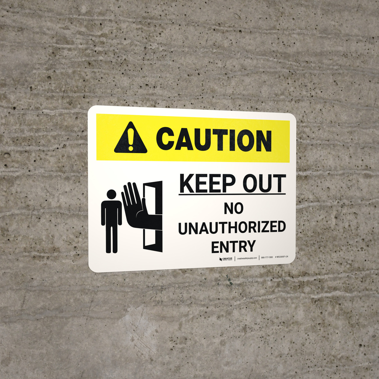 Caution: Keep Out White Landscape With Icon - Wall Sign