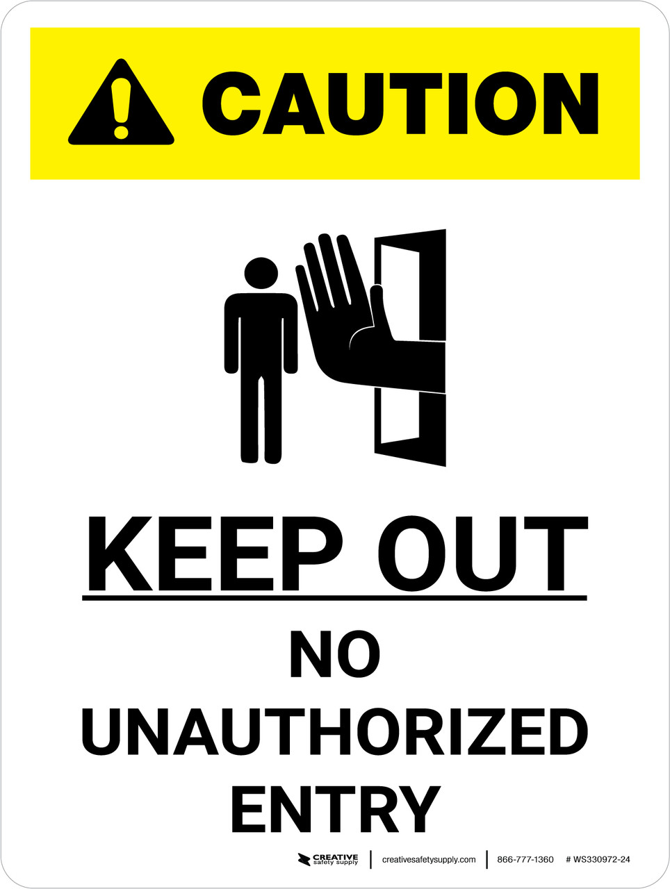 Caution: Keep Out White Portrait With Icon - Wall Sign | Creative ...