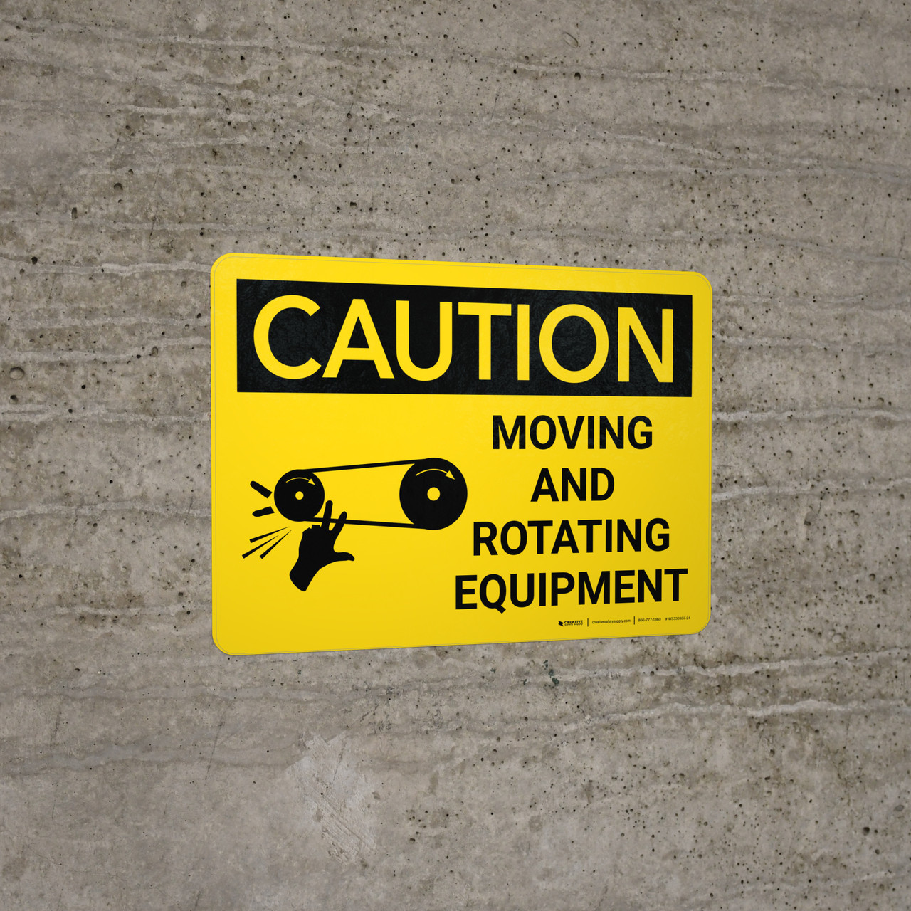 Caution: Moving And Rotating Equipment Landscape With Icon - Wall Sign ...