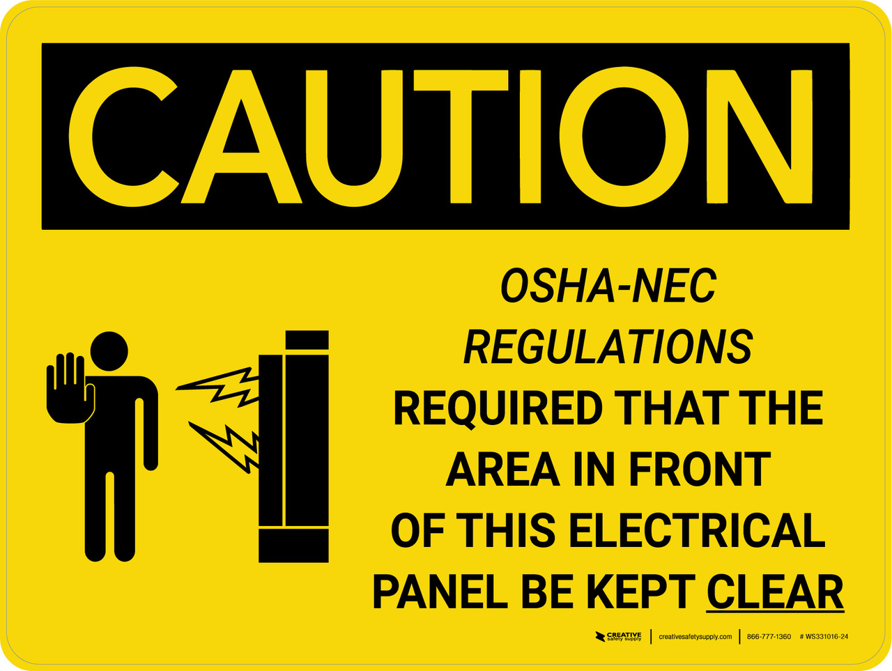Caution: NEC Require Electrical Panel Kept Clear Landscape With Icon ...