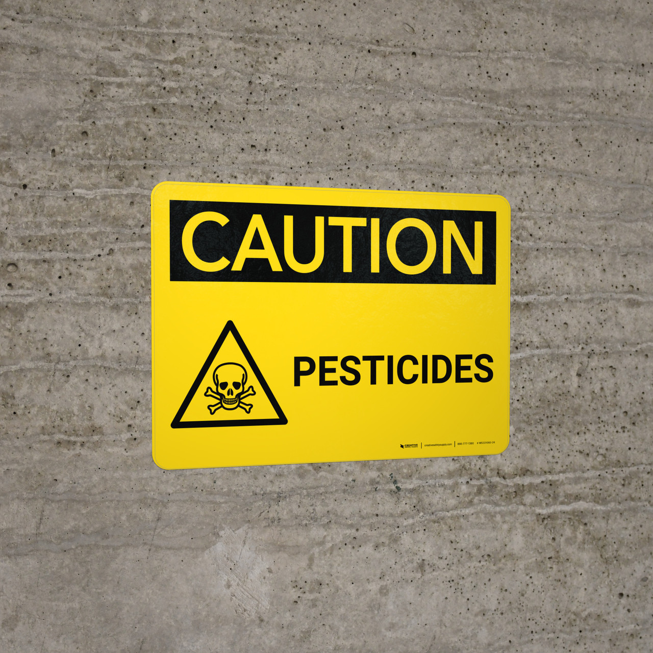 Caution: Pesticides Landscape With Icon - Wall Sign