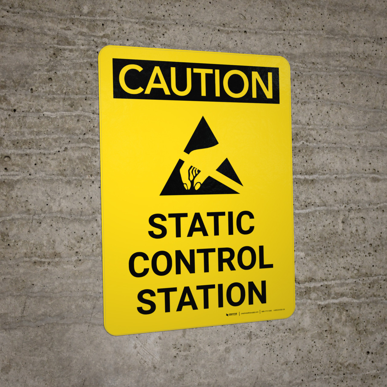 Caution: Static Control Station Portrait With Icon - Wall Sign ...