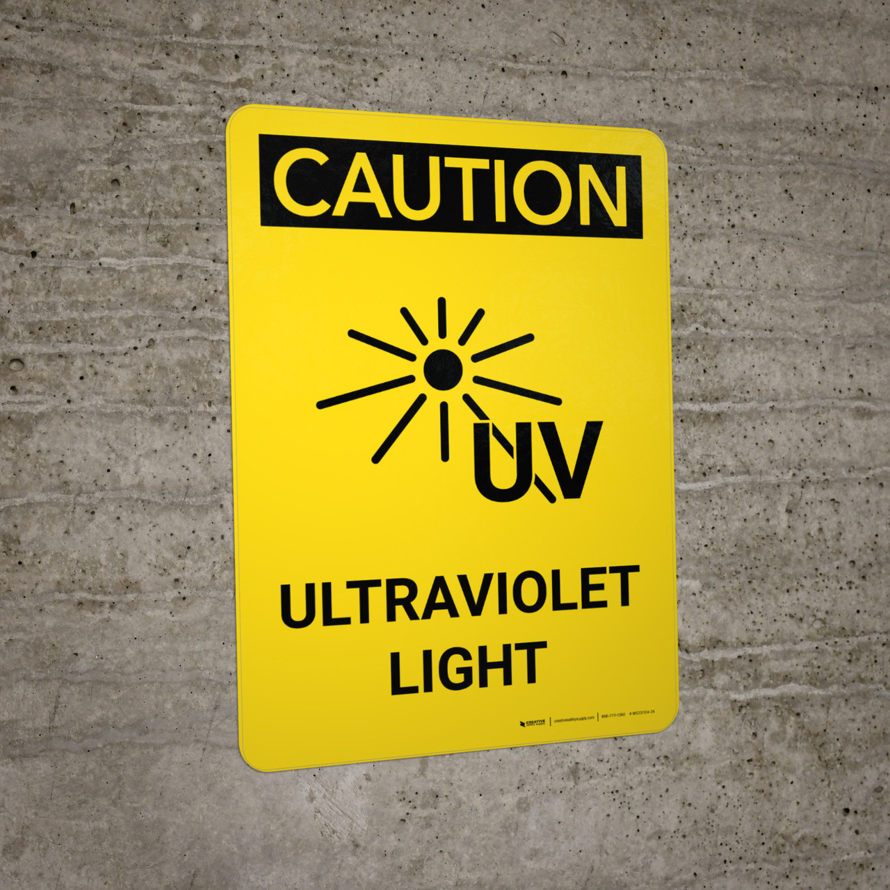 Caution: Ultraviolet Light Portrait With Icon - Wall Sign