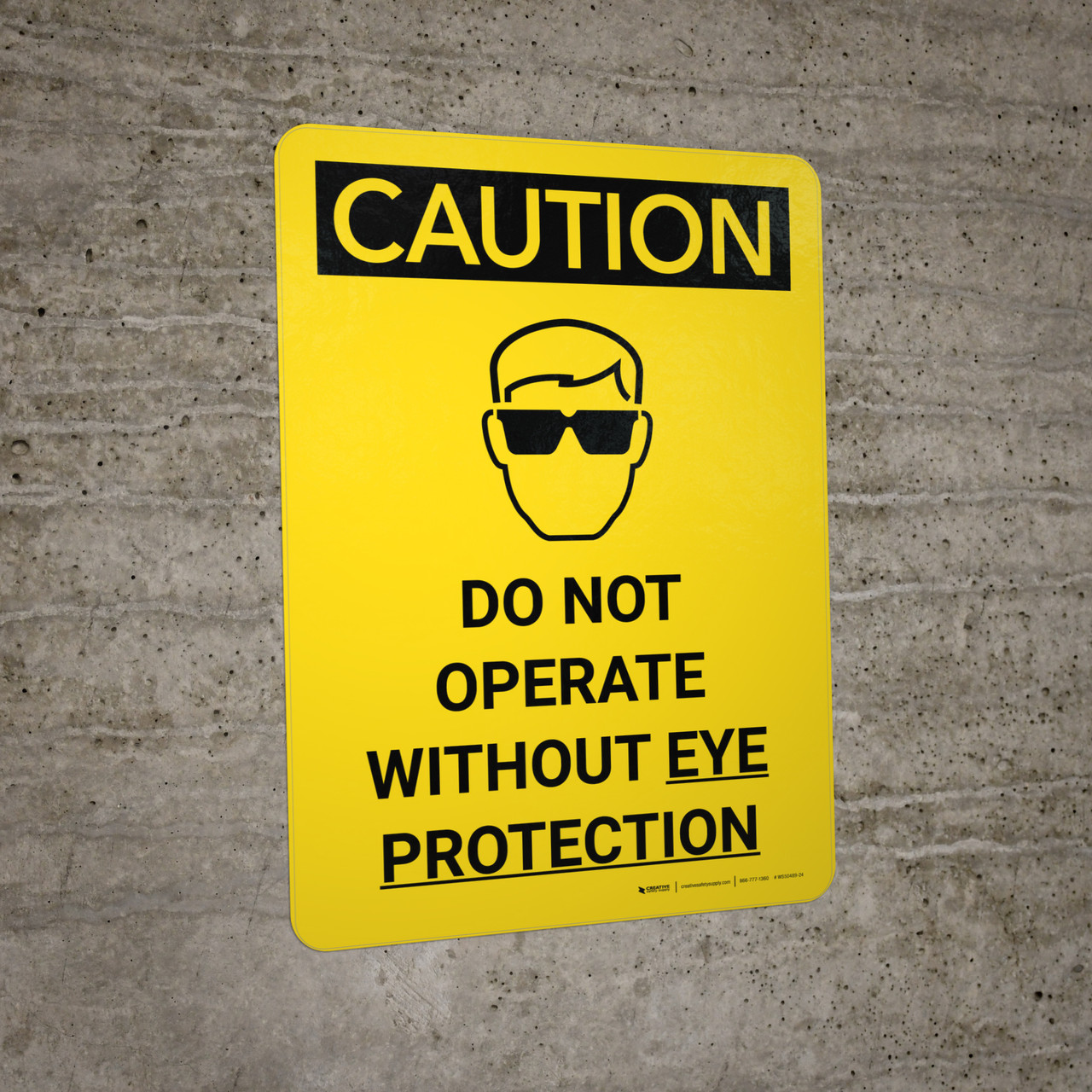 Caution: PPE Do Not Operate Without Eye Protection Portrait With Icon ...
