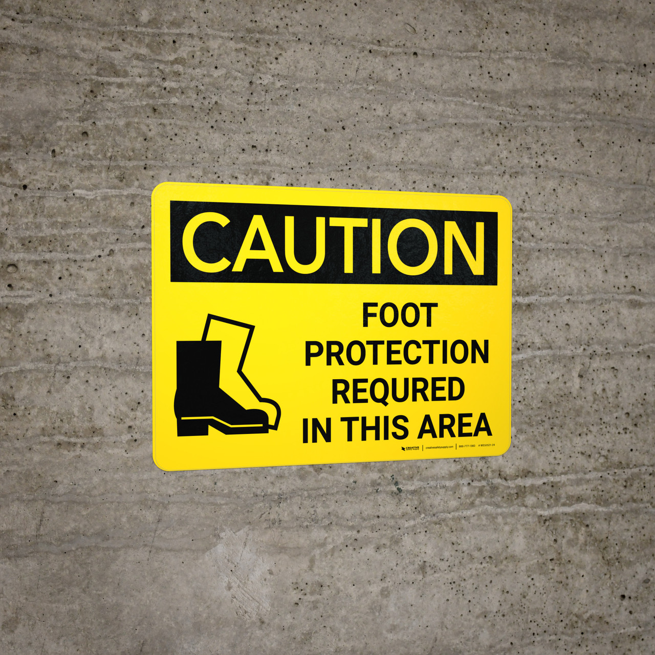 Caution: PPE Foot Protection Required in This Area Landscape With Icon ...