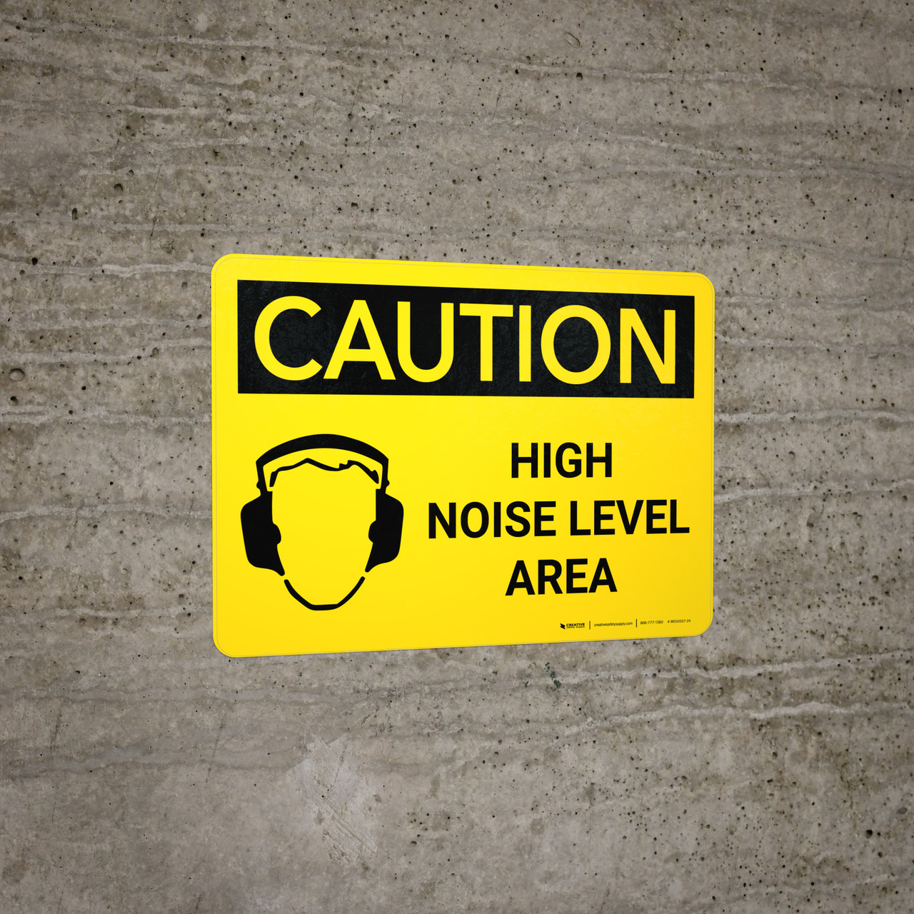 Caution: PPE High Noise Level Area Landscape With Icon - Wall Sign ...