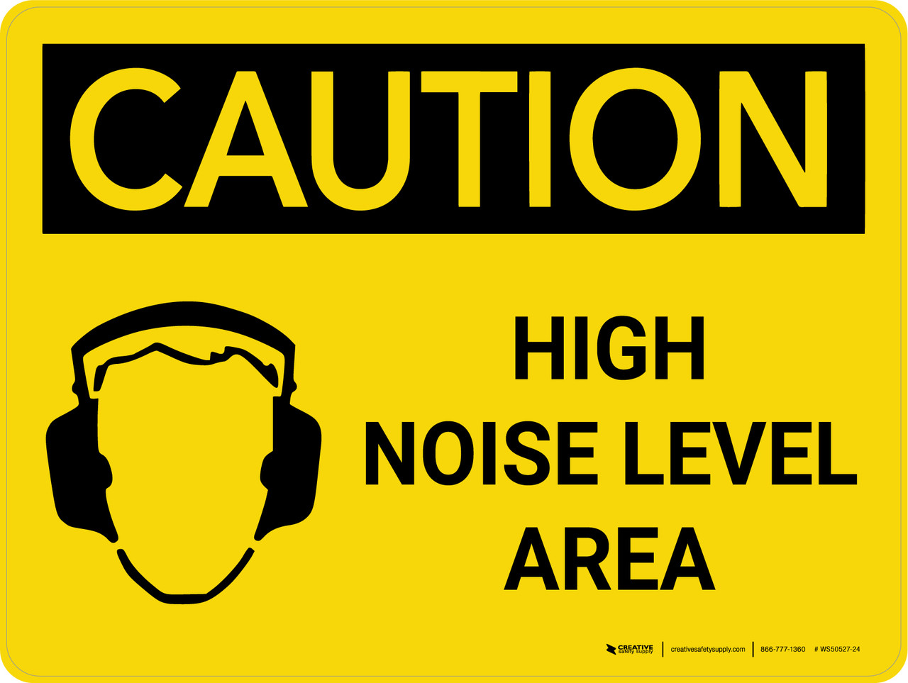 Caution: PPE High Noise Level Area Landscape With Icon - Wall Sign ...