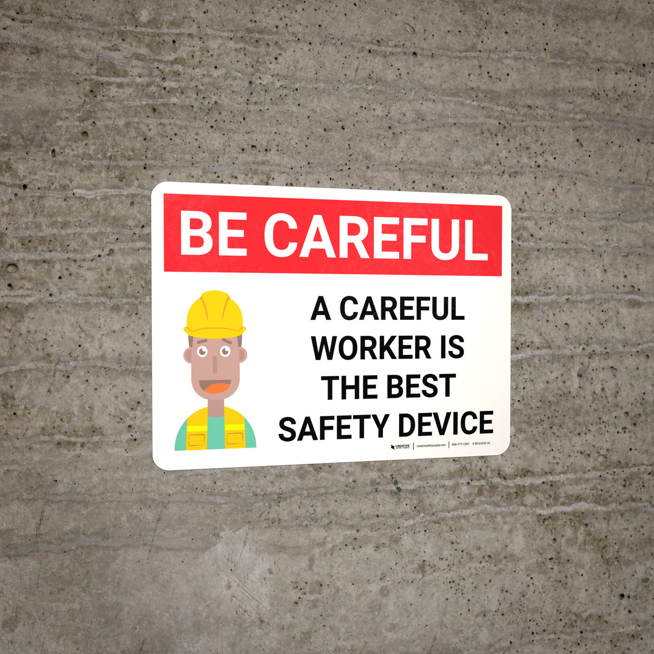 Be Careful: A Careful Worker the Best Safety Device Landscape with Icon ...