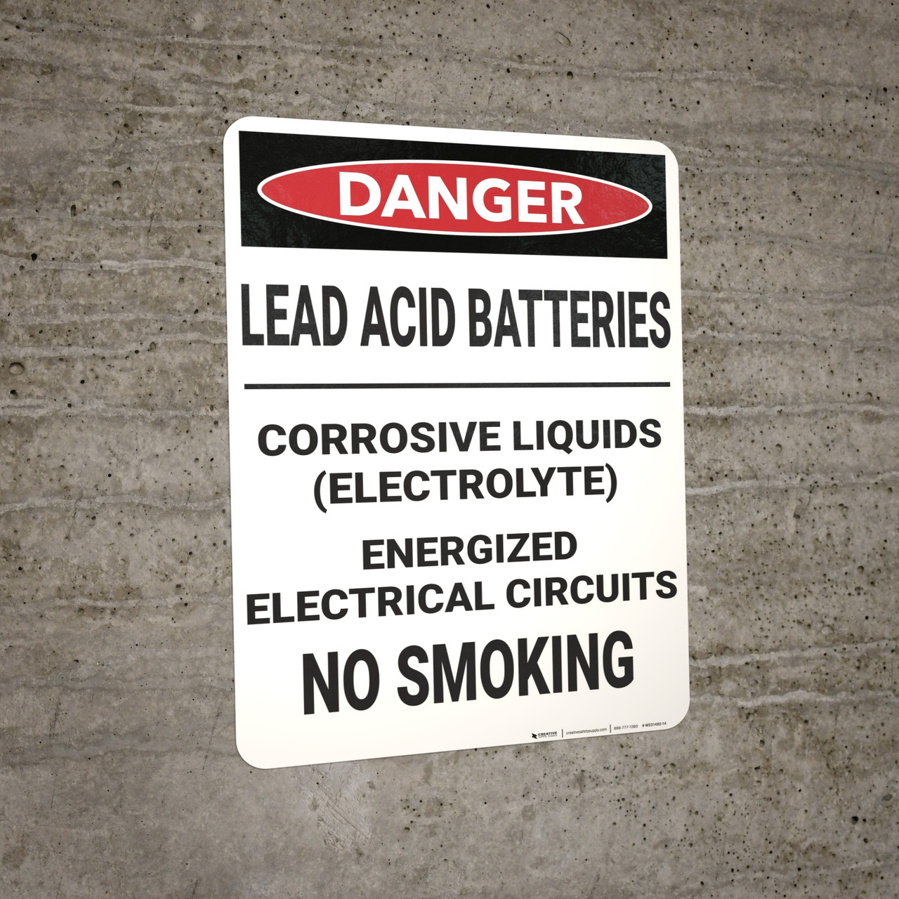 Danger: Lead Acid Batteries - Wall Sign | Creative Safety Supply