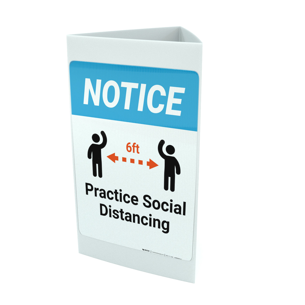 Notice: Practice Social Distancing - Tri-fold Sign | Creative Safety Supply