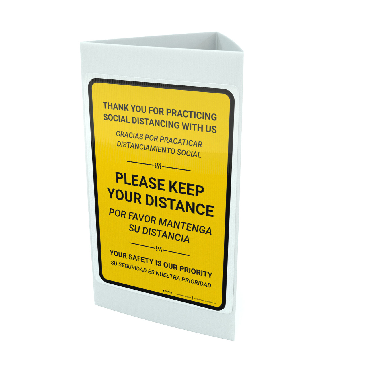 Thank You For Practicing Social Distancing With Us Yellow Bilingual ...