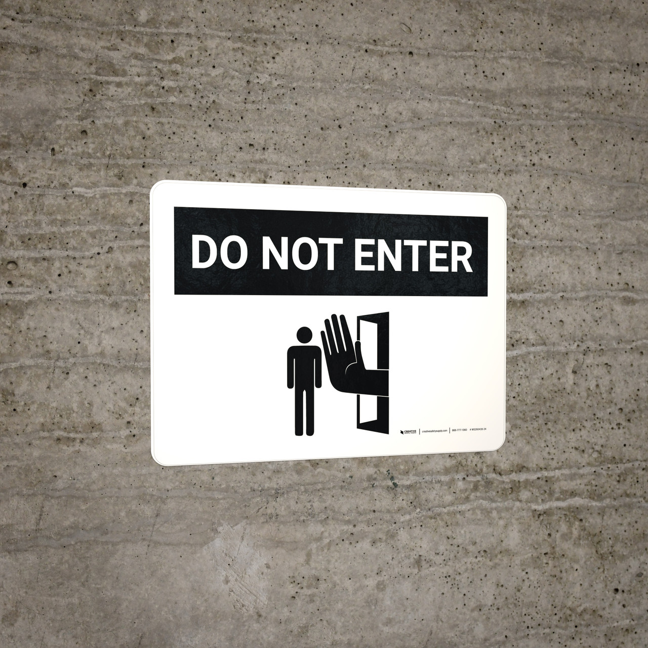 Do Not Enter Black and White with Icon Landscape with Graphic - Wall Sign