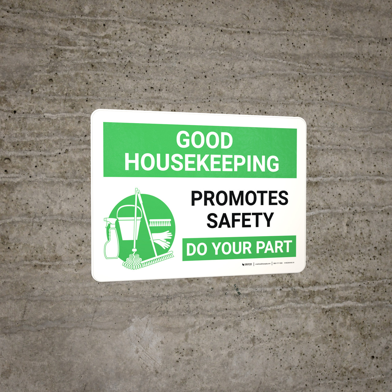 Good Housekeeping Promotes Safety Landscape with Graphic - Wall Sign