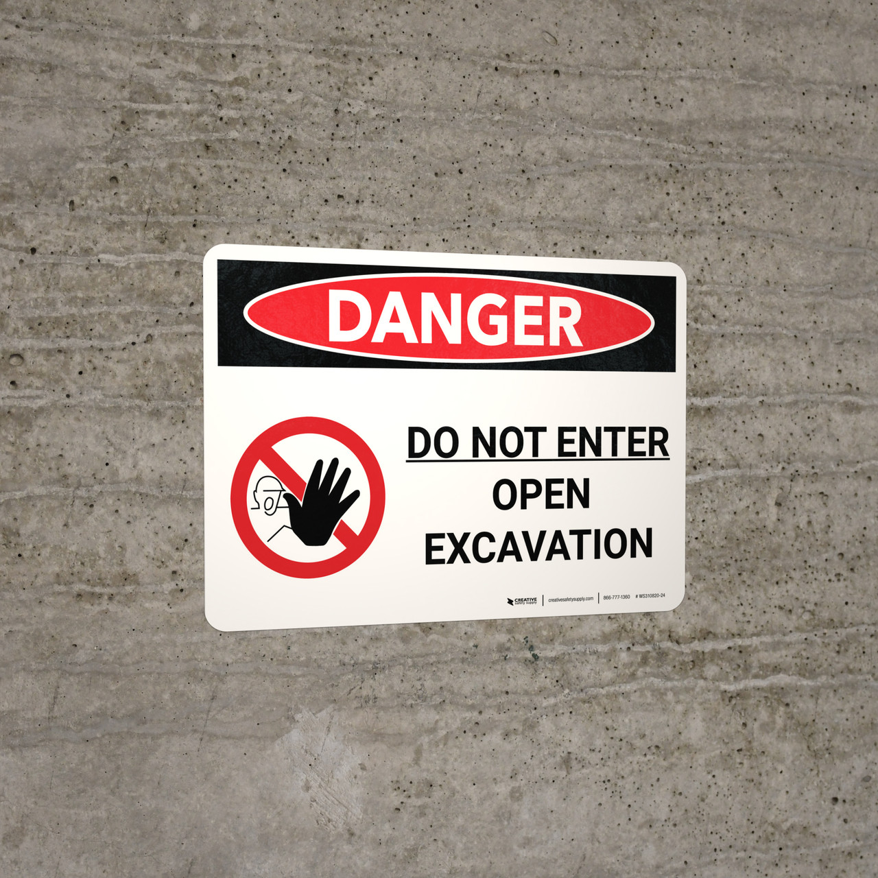 Danger: Do Not Enter Open Excavation Landscape with Graphic - Wall Sign