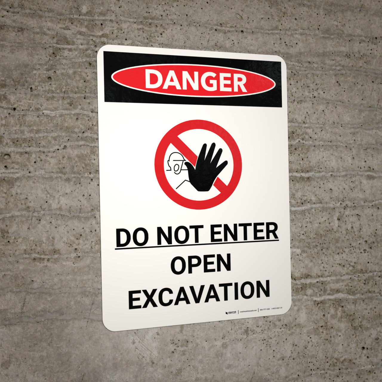 Danger: Do Not Enter Open Excavation Portrait with Graphic - Wall Sign ...