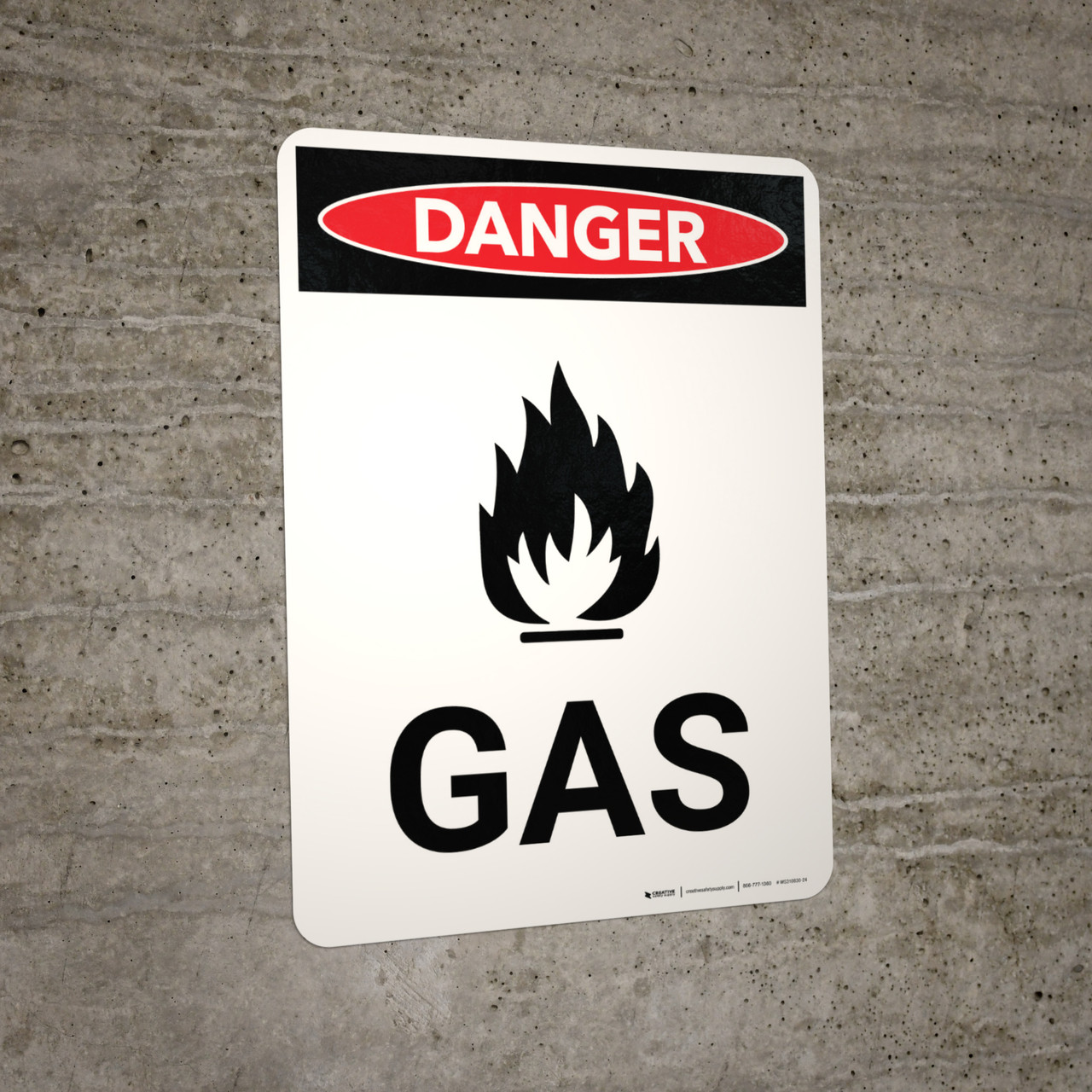 Danger: Gas Warning Portrait with Graphic - Wall Sign