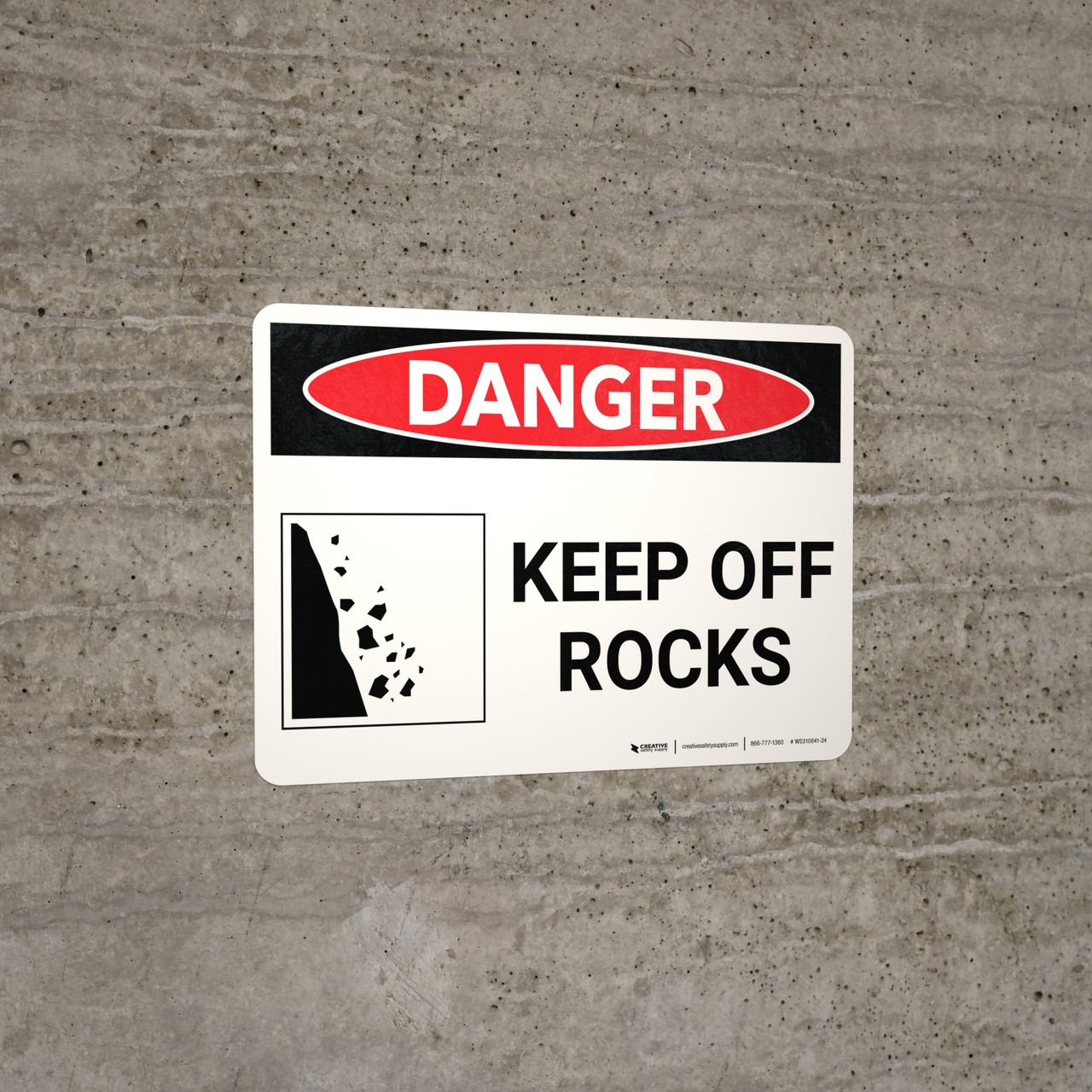 Danger: Keep Off Rocks Landscape with Graphic - Wall Sign