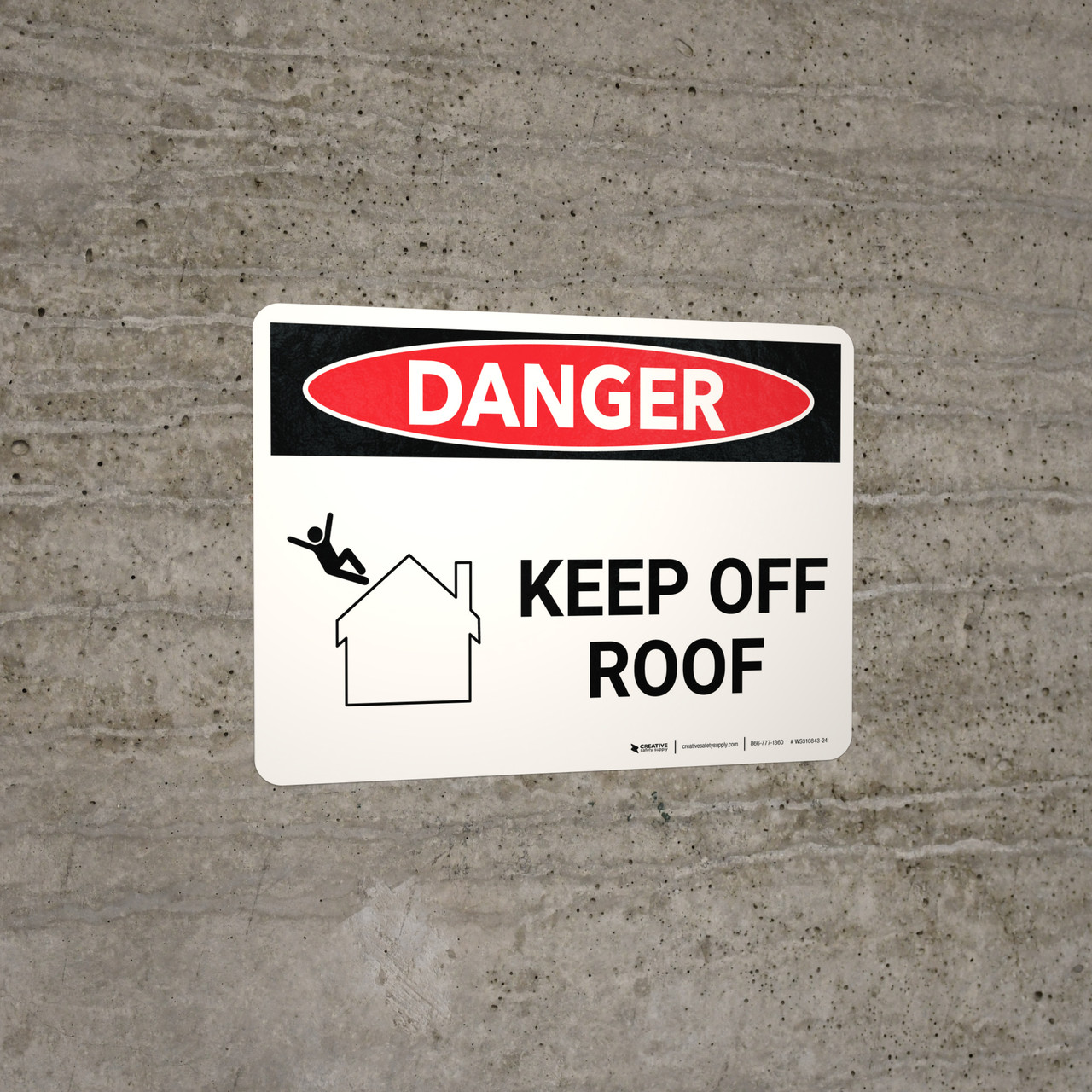 Danger: Keep Off Roof Landscape with Graphic - Wall Sign