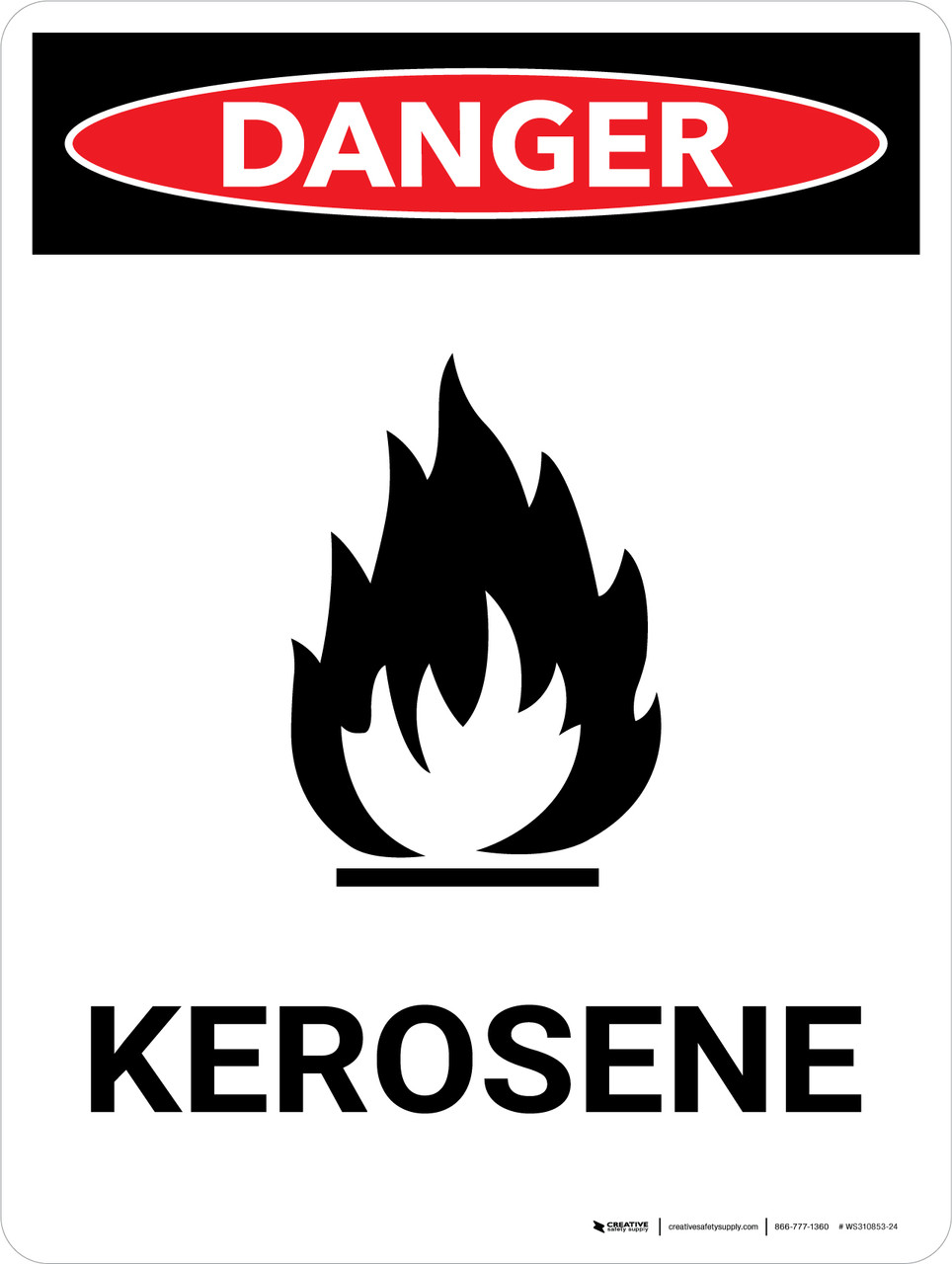 Danger: Kerosene Portrait with Graphic - Wall Sign