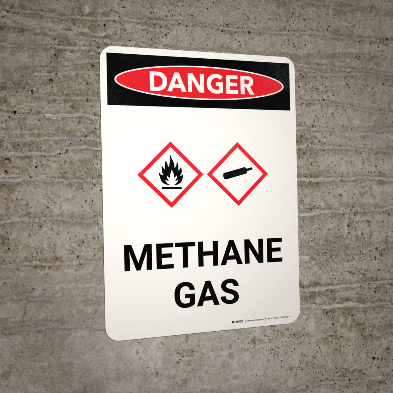 Danger: Methane Gas Portrait with Graphic - Wall Sign | Creative Safety ...