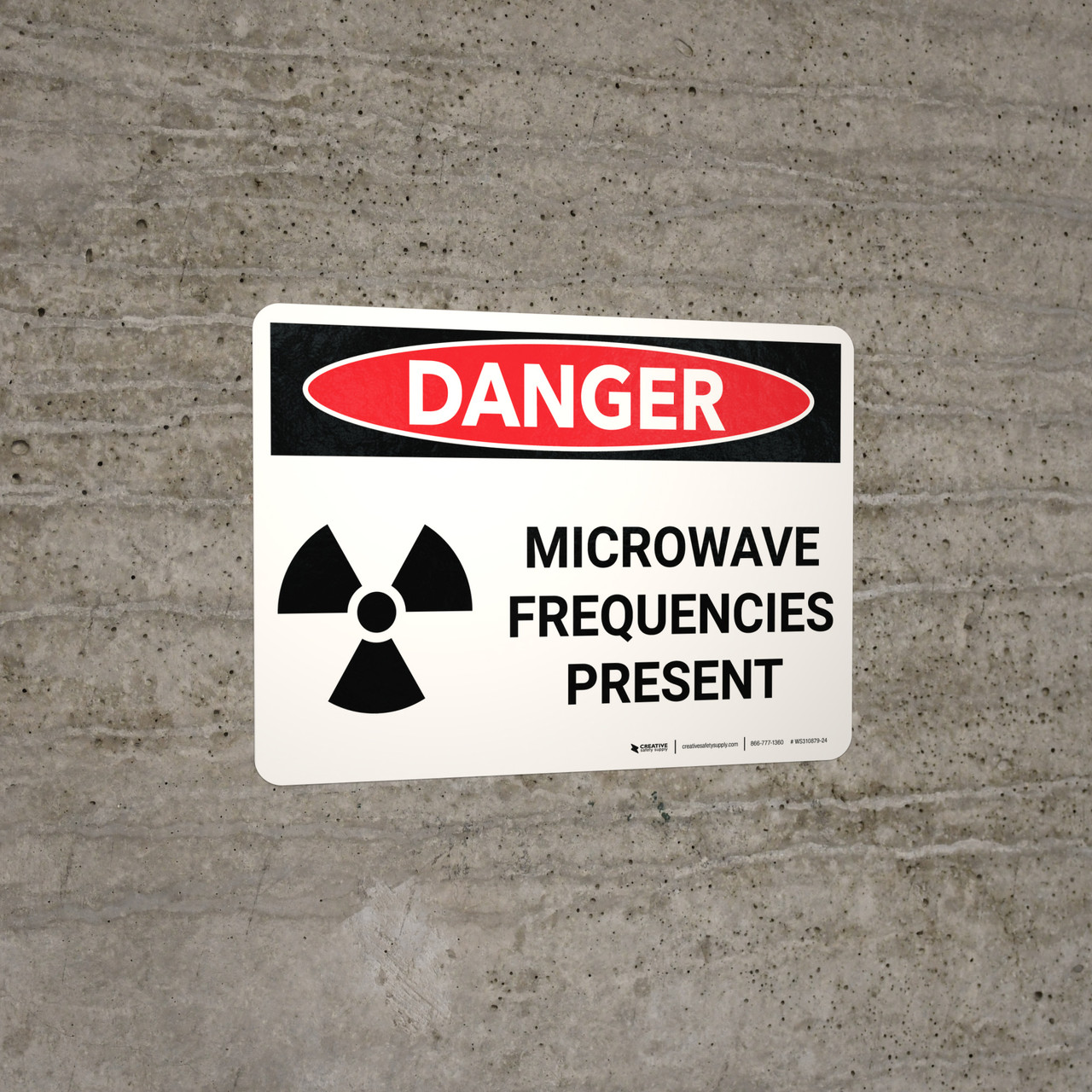 Danger: Microwave Frequencies Present Landscape with Graphic - Wall Sign